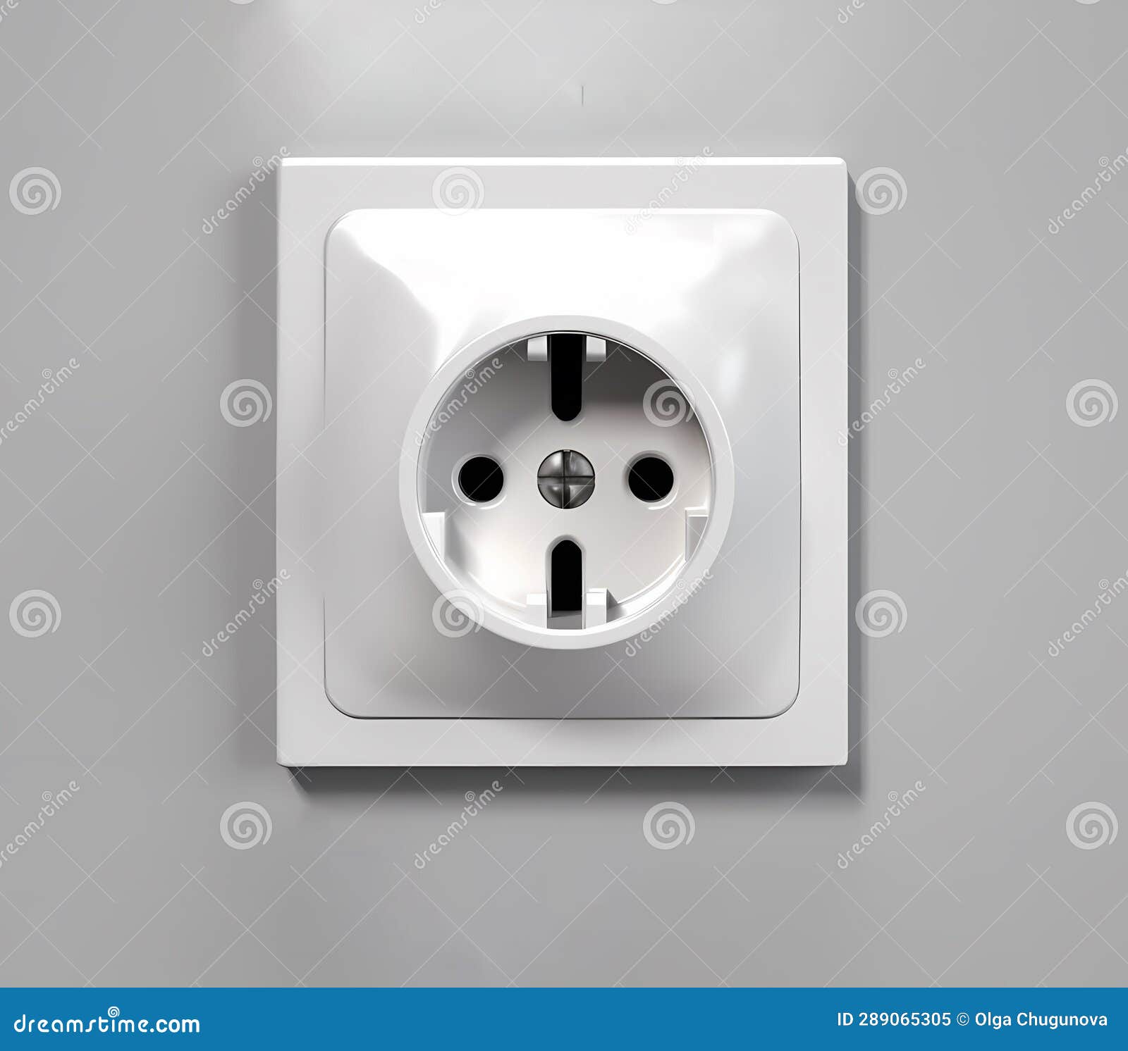 Electrical, White Socket Isolated on a White Wall. Blank Copy Space ...