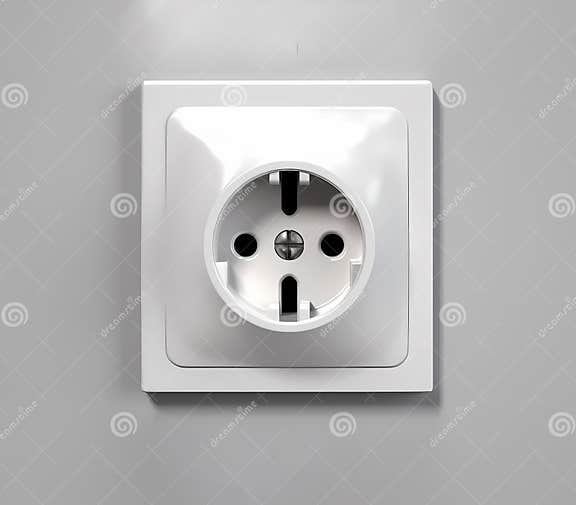 Electrical, White Socket Isolated on a White Wall. Blank Copy Space ...