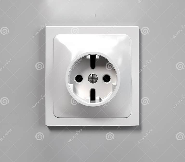 Electrical, White Socket Isolated on a White Wall. Blank Copy Space ...