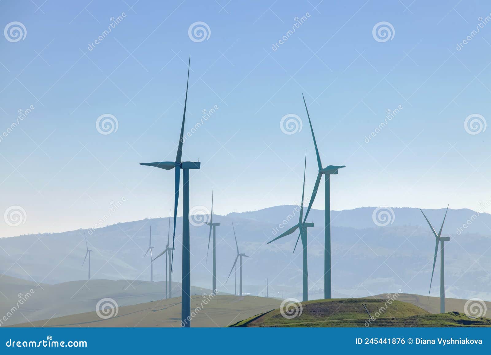 Electrical Wind Power Mills Over the Blue Sky Stock Photo - Image of ...