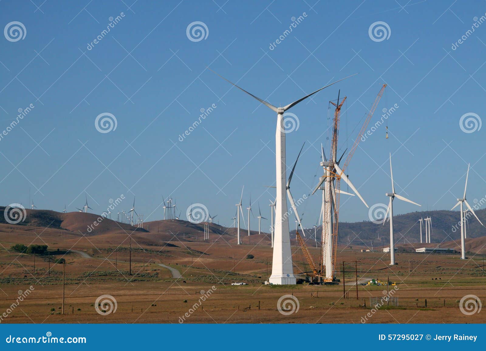 Electrical Windmill Being Built Stock Image - Image of industry, crane ...