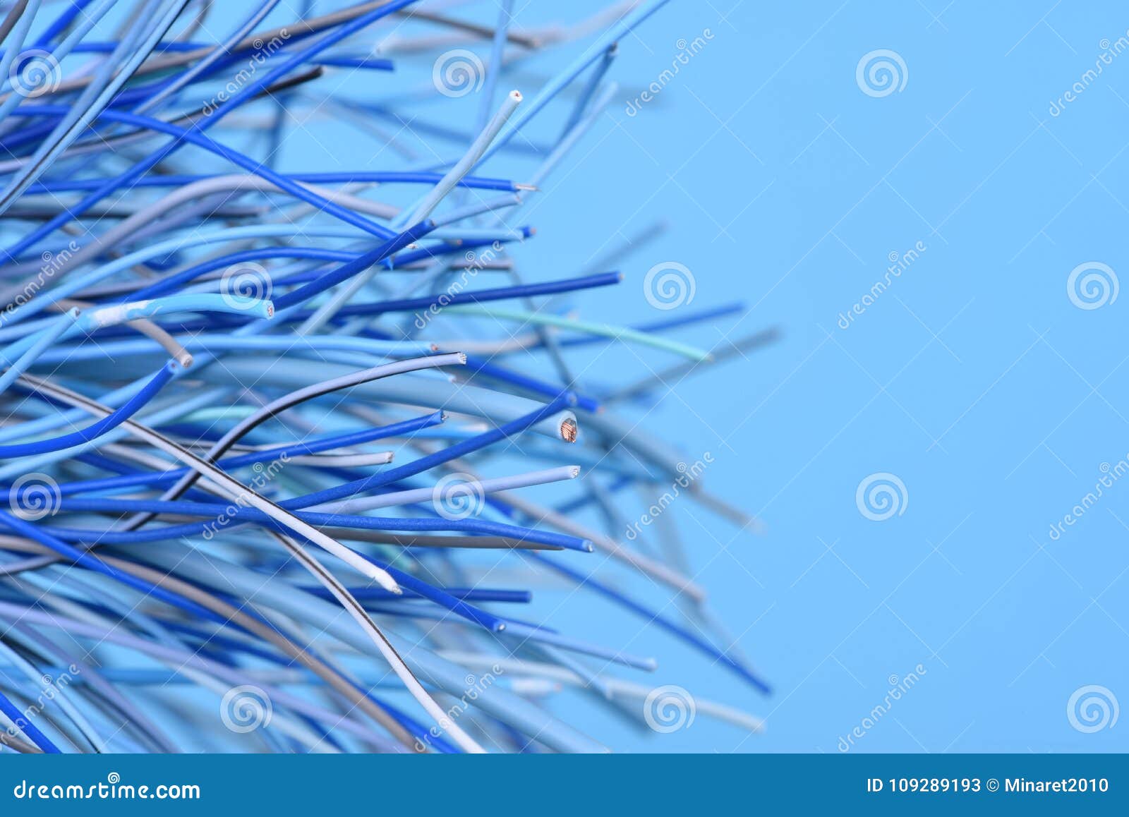 Electrical Wire on Blue Background Stock Image - Image of power ...