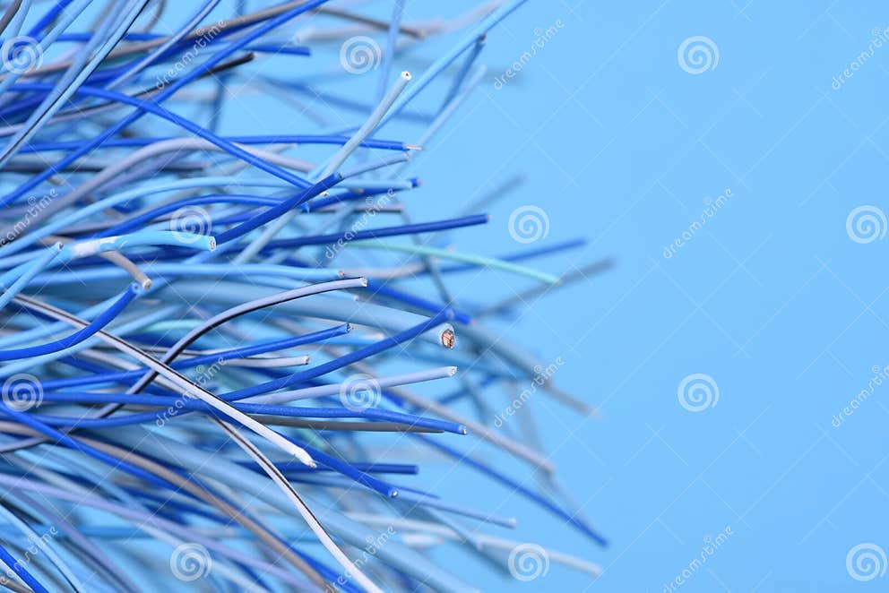 Electrical Wire on Blue Background Stock Image - Image of power ...