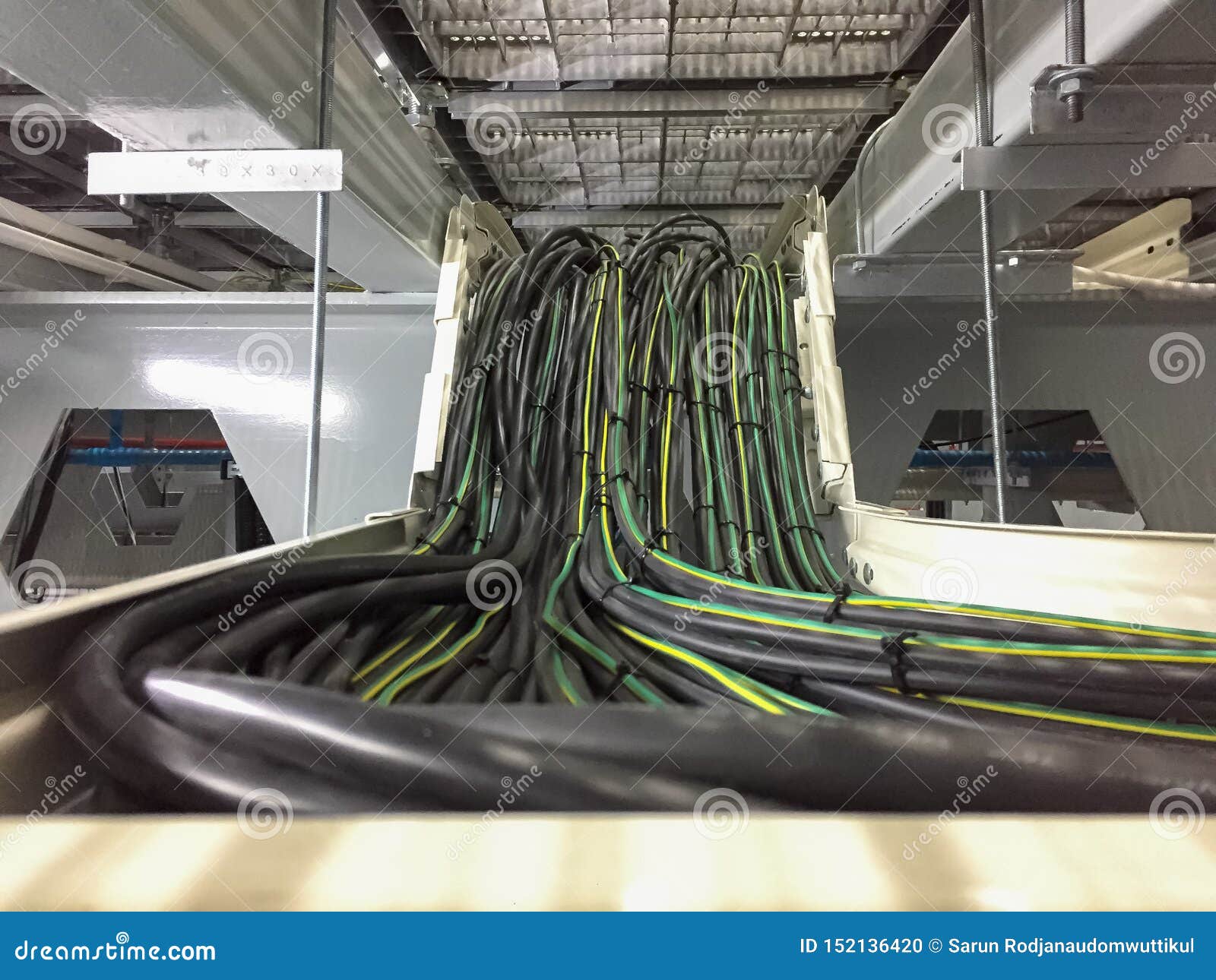 Electrical Wire Or Lan Network Wiring With Support Under Raised Floor ...