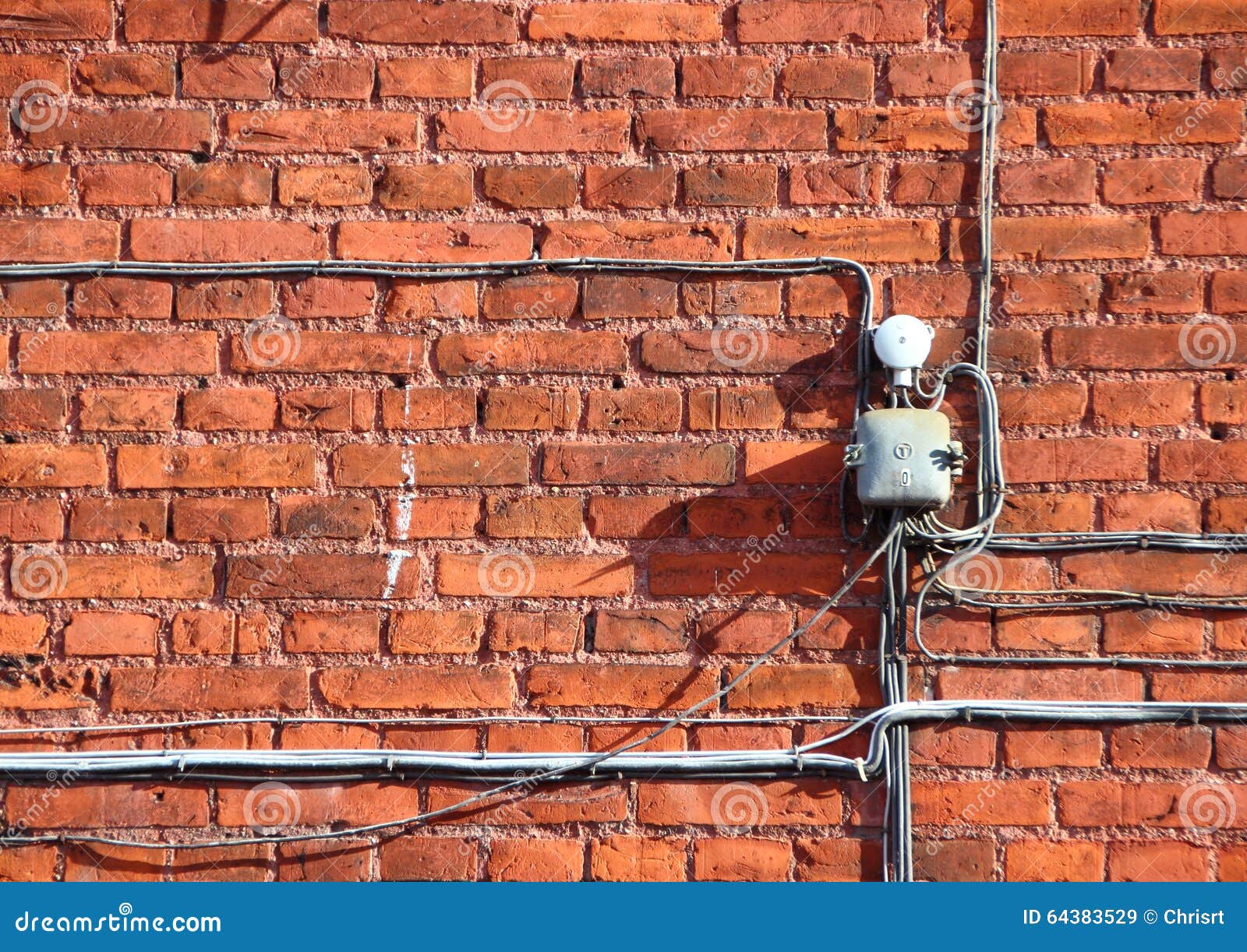 Electrical Wire Mounted on Old Red Tile Wall Stock Image - Image of ...