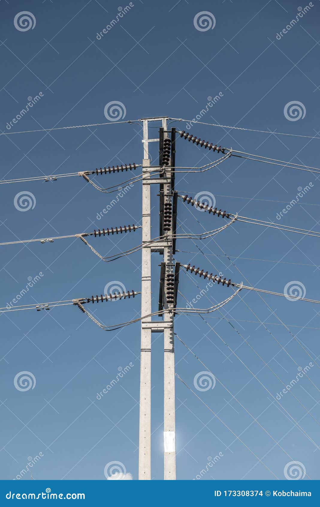 Electrical Wire on Pole with Blue Sky Stock Photo - Image of business ...