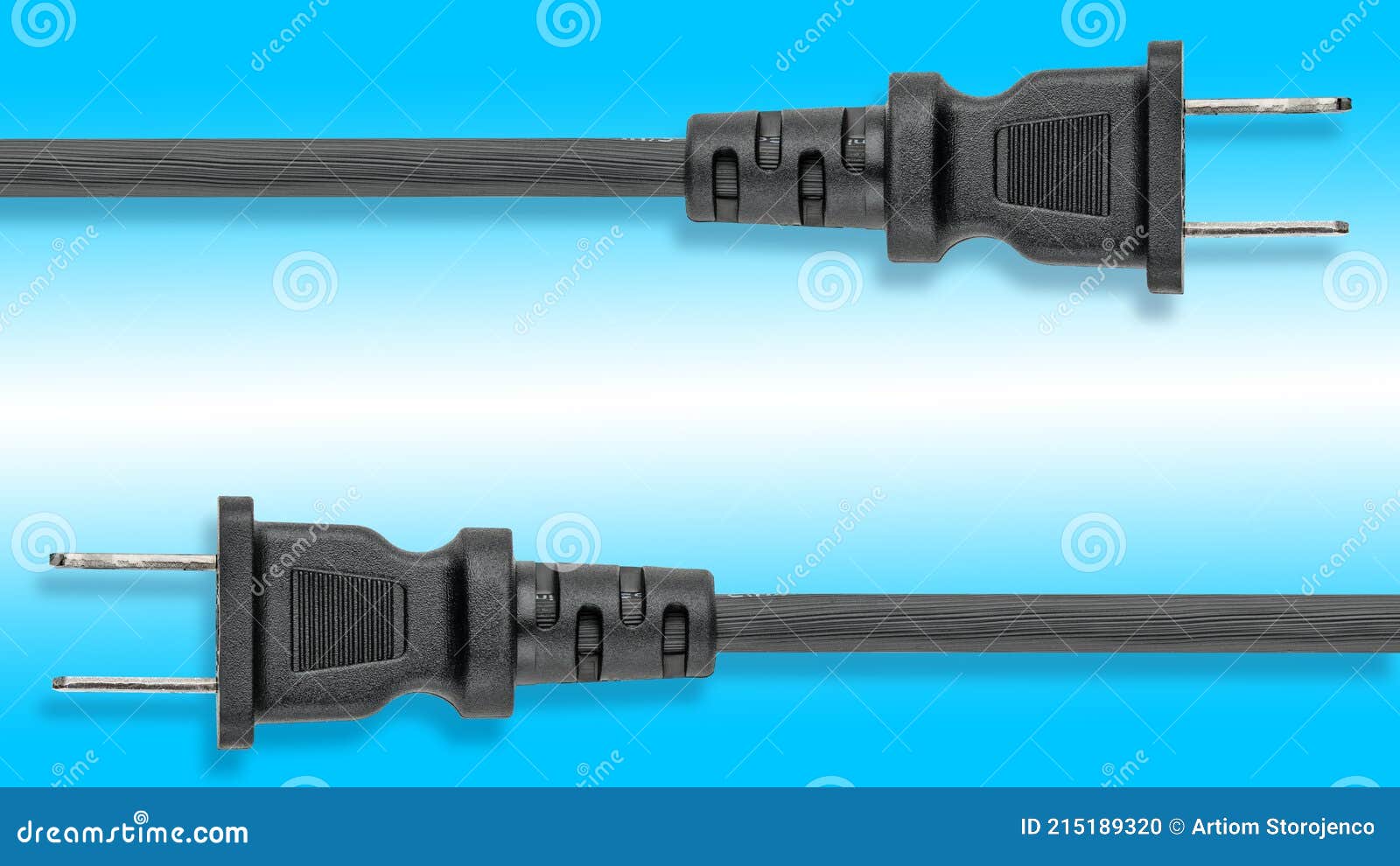 Electrical Wire with Power Plug. Black Rubber Cord or Cable with Plug ...