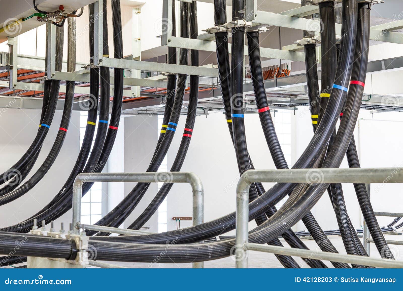 Electrical Wire Way in Power Station Stock Image - Image of station ...