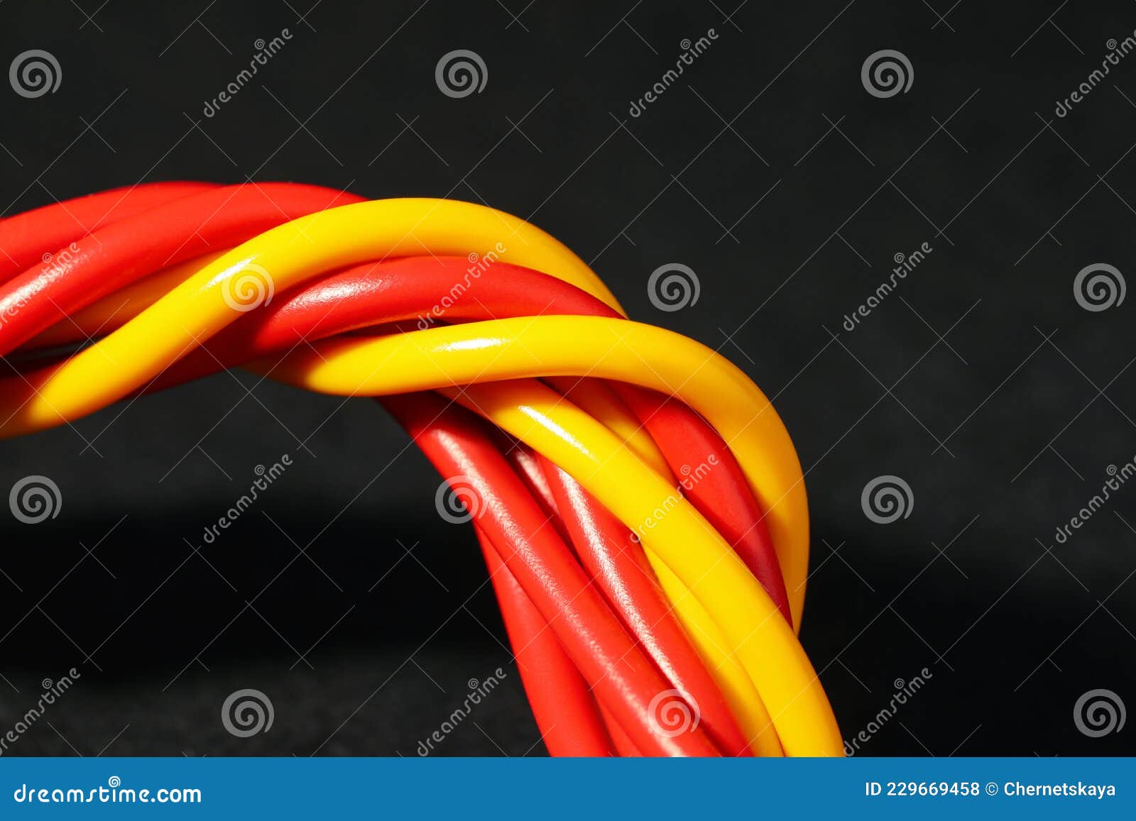 Electrical Wires on Black Background, Closeup. Space for Text Stock ...
