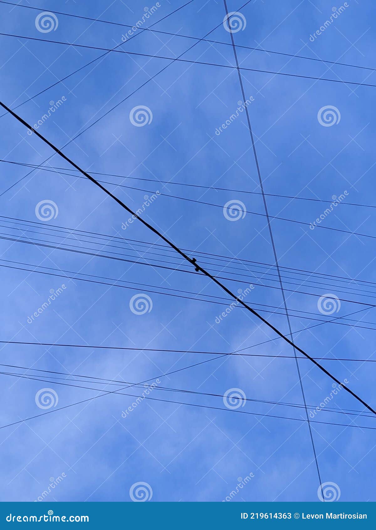 Electrical Wires on a Blue Sky Background Stock Image - Image of ...