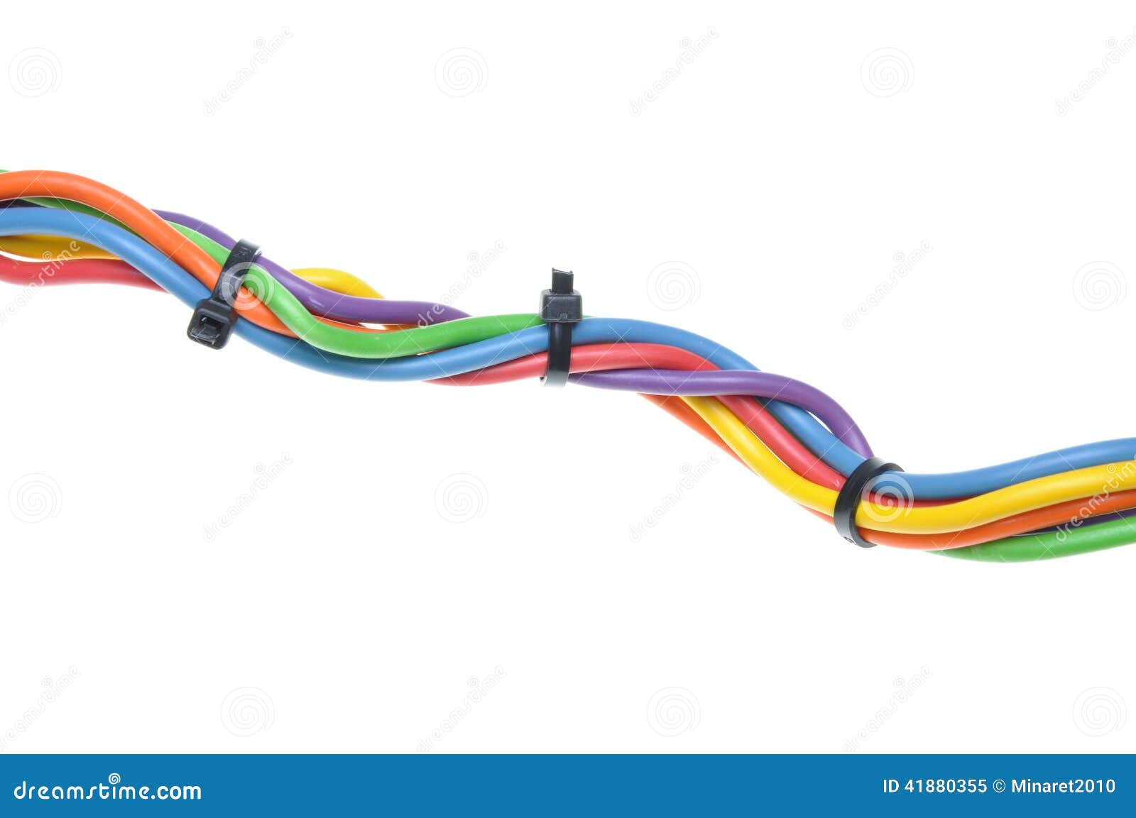 Wires Multicolor In Black Braid And White Connector Close Up On ...
