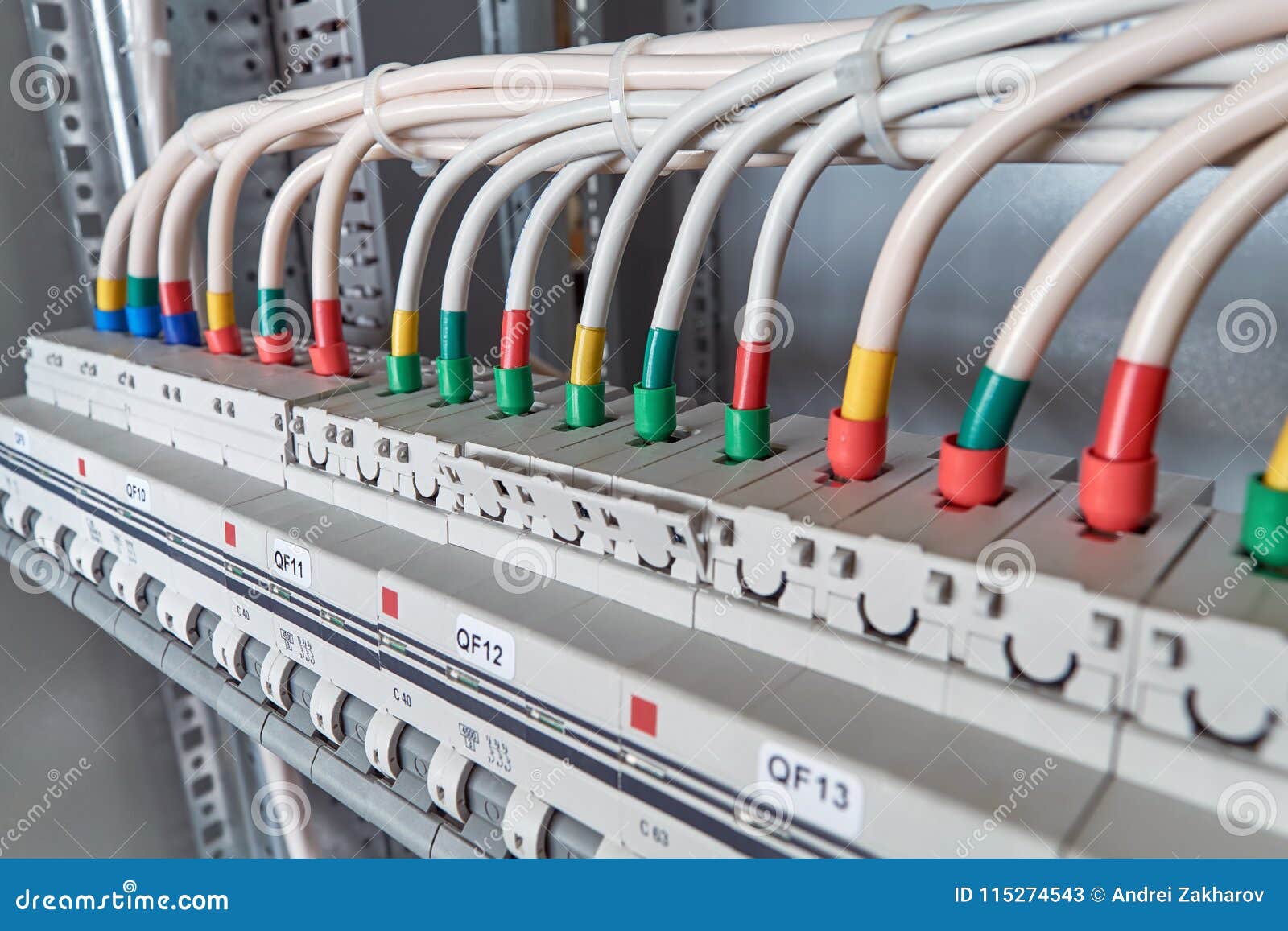 Electrical Wires or Cables are Connected To Circuit Breakers. Stock ...