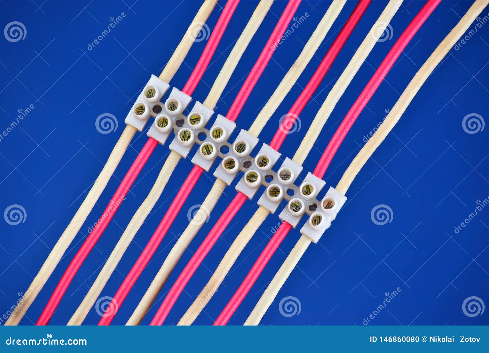 Electrical Wires are Connected by Clamping Terminals. Wiring for Power ...