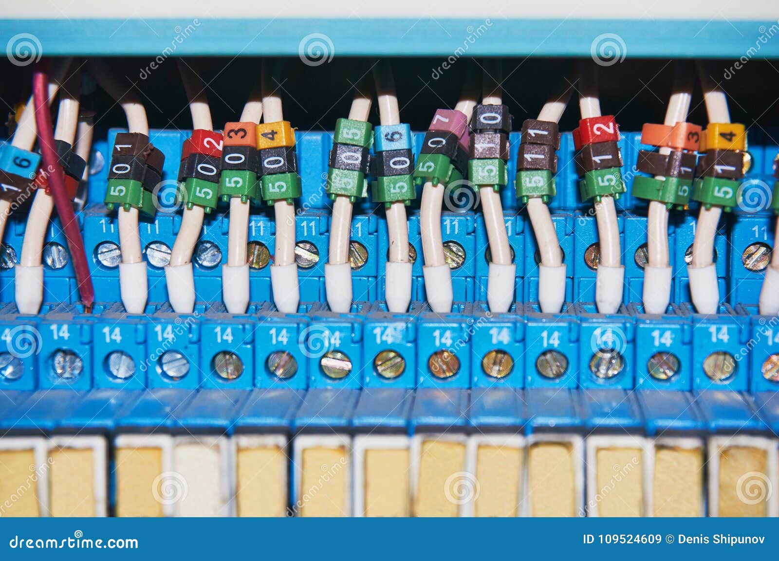Electrical Wires Connected To the Numbered Relays. Stock Image - Image ...