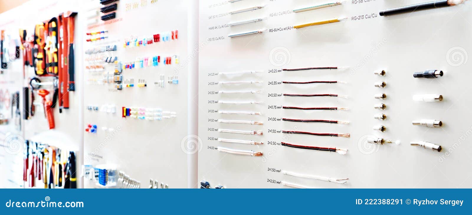 Electrical Wires and Connectors on Stand in Store Stock Image - Image ...