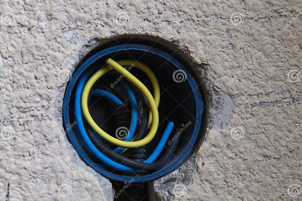 Electrical Wires Inside a Wall Socket Stock Photo - Image of wires ...
