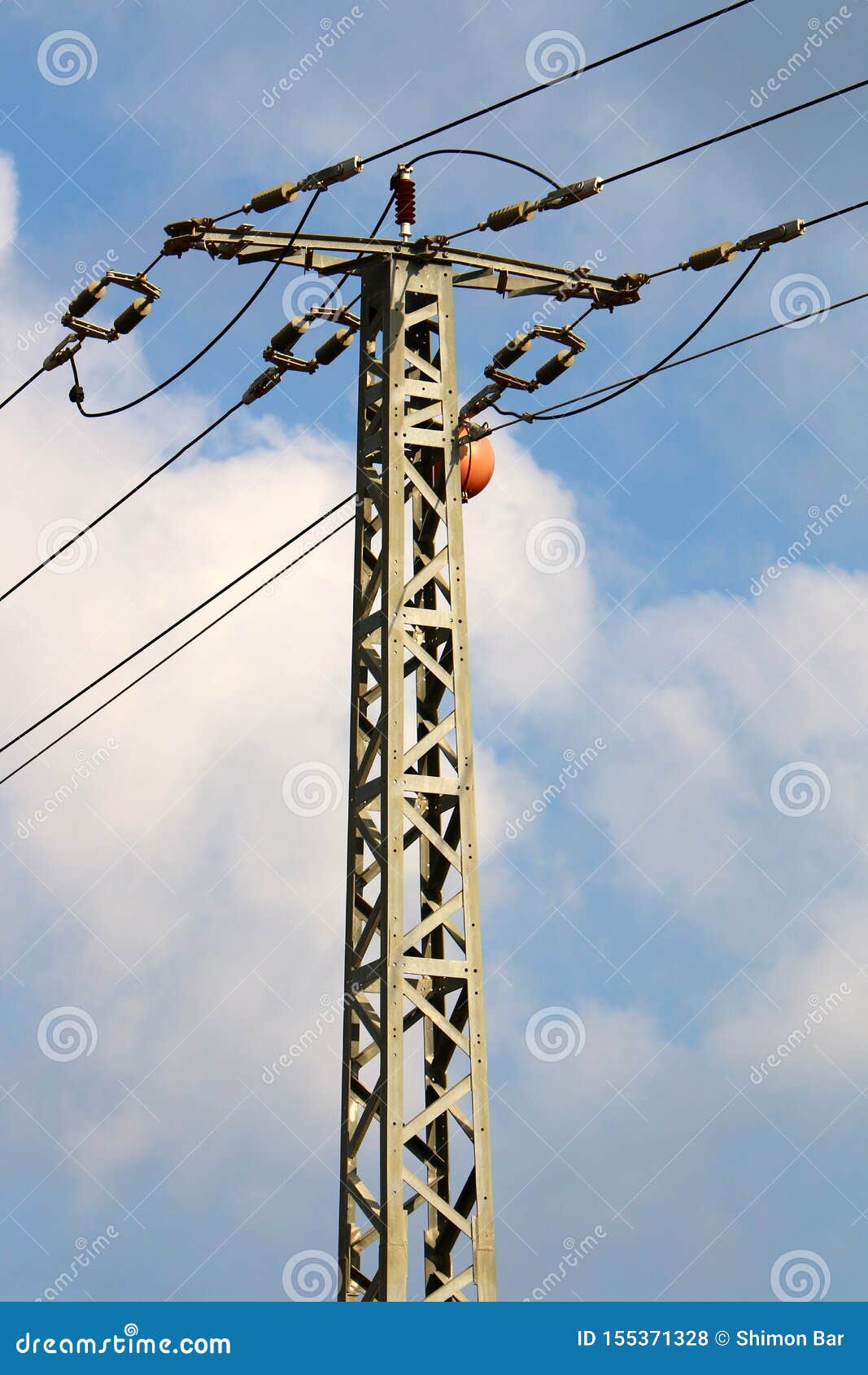 Electrical Wires on a Pole Along Which Electricity Flows Stock Photo ...
