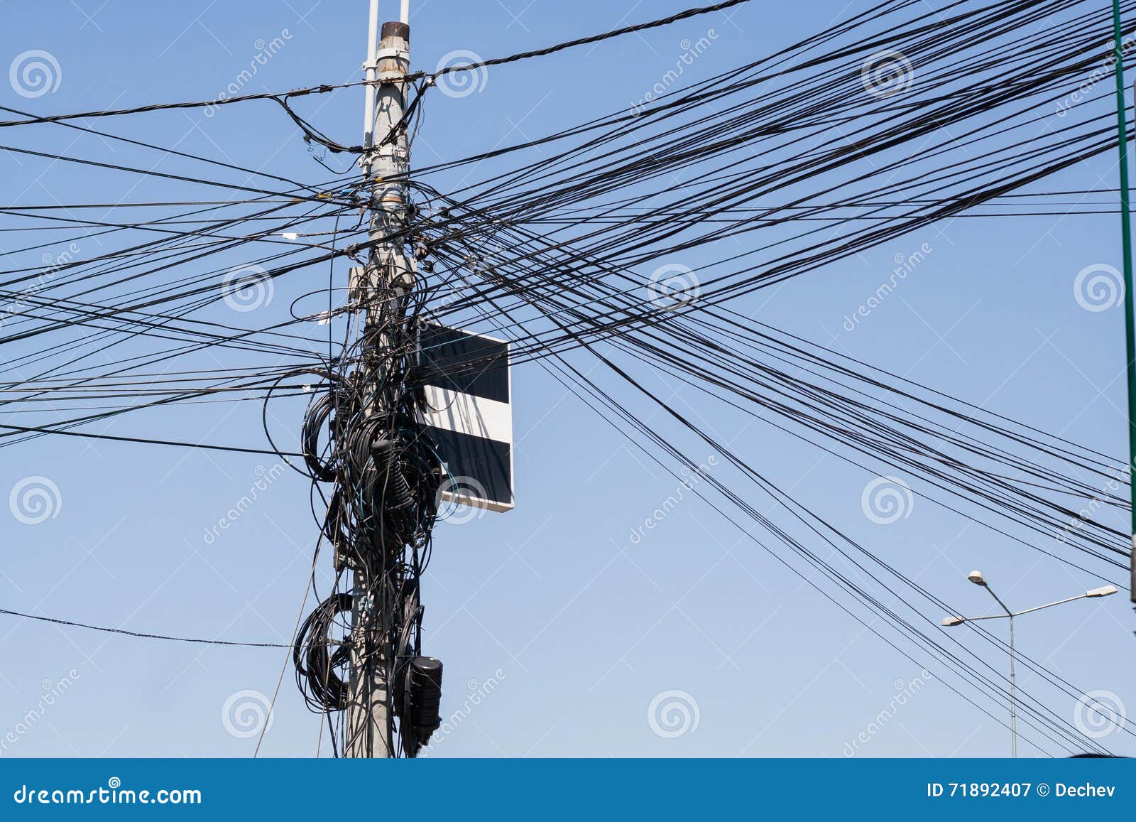 Messy Electric Pole Cable Lines Royalty-Free Stock Photo ...