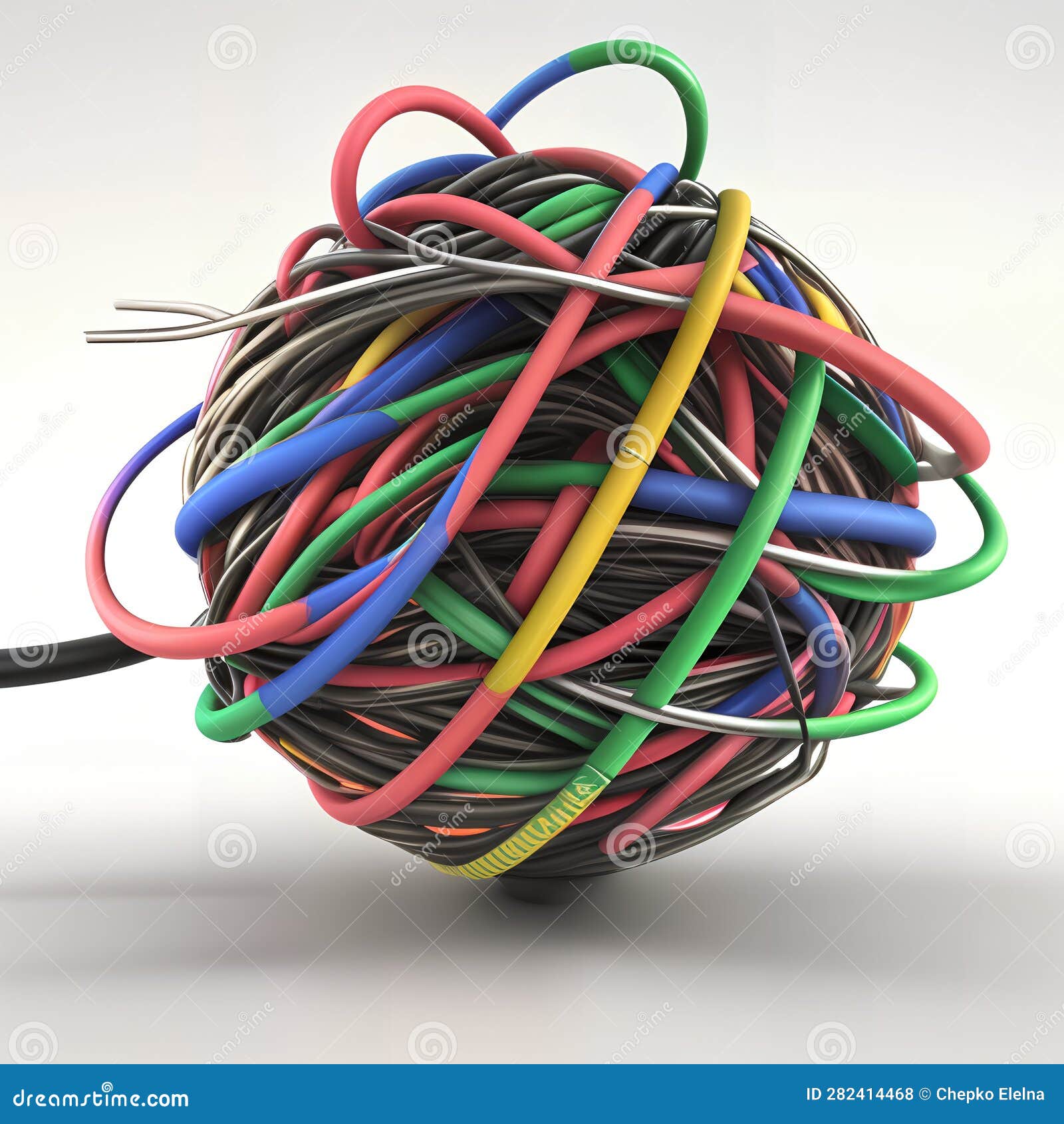 Electrical Wires Tangled in a Ball, on a White Background. Generative ...