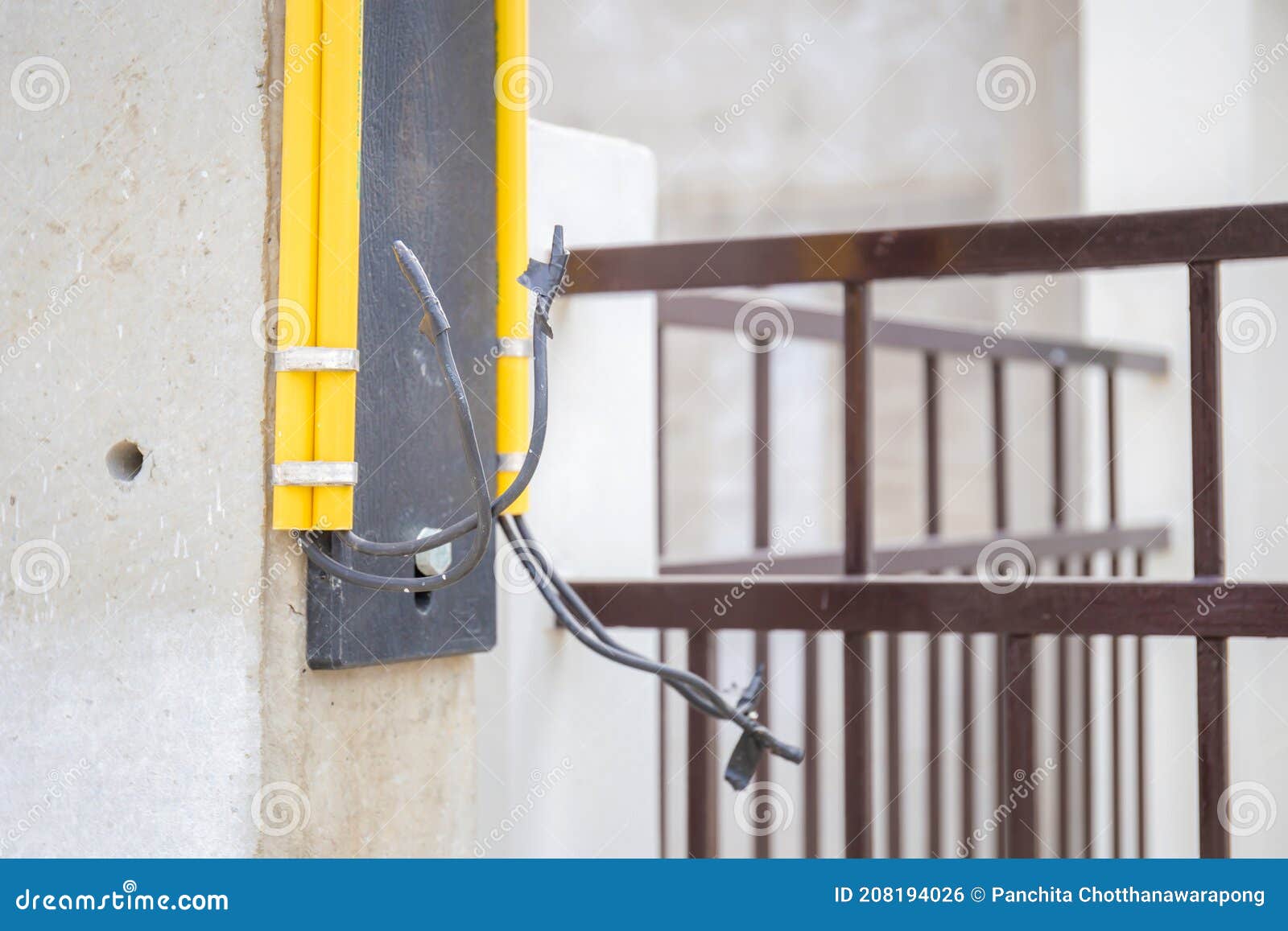 Electrical Wires in Tubing on Electric Pole for Install Electric Meter ...