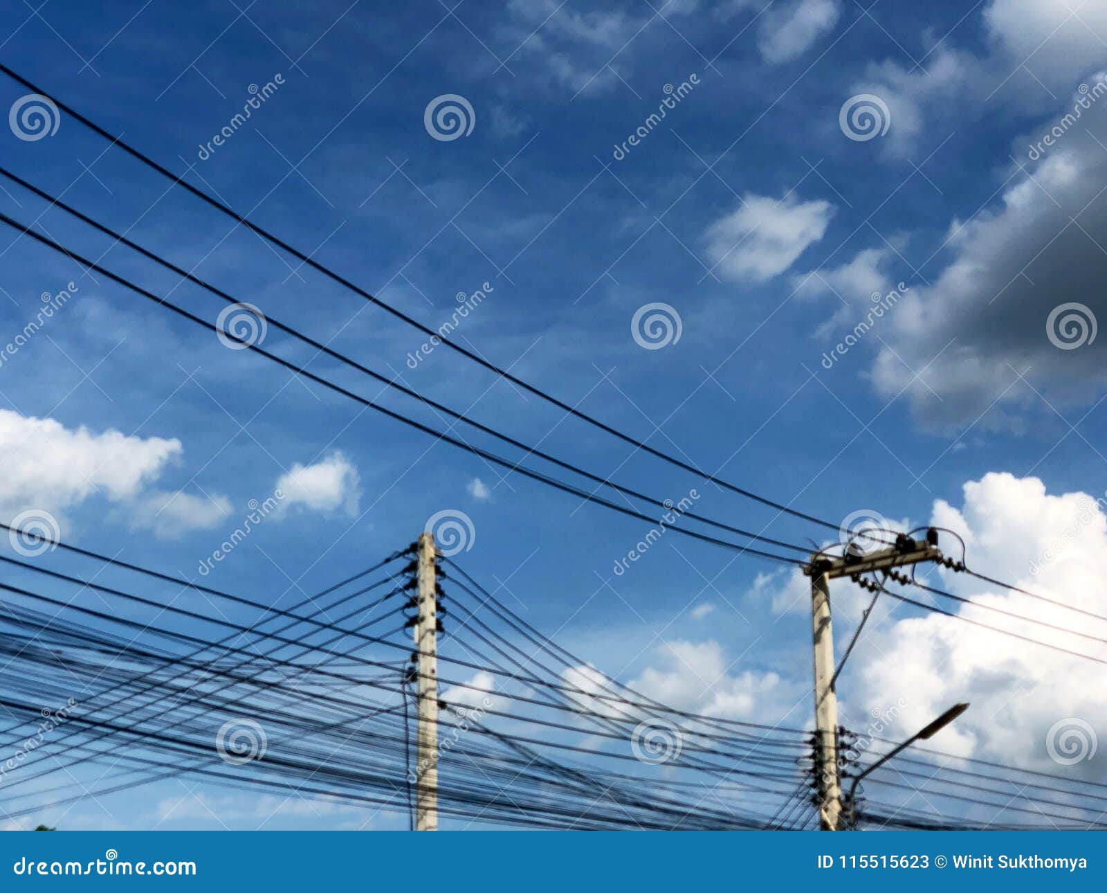 Electrical Wires Under the Sky Stock Image - Image of clouds, wires ...