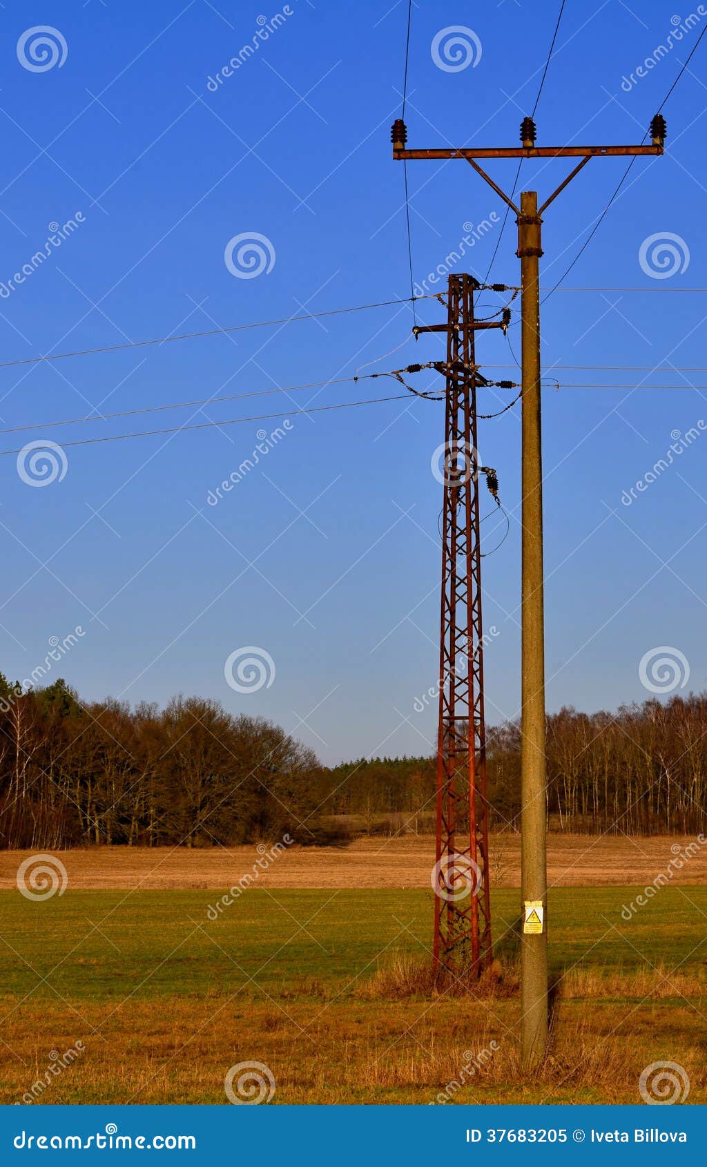 Electrical Wiring in a Field Stock Image - Image of nature, electricity ...