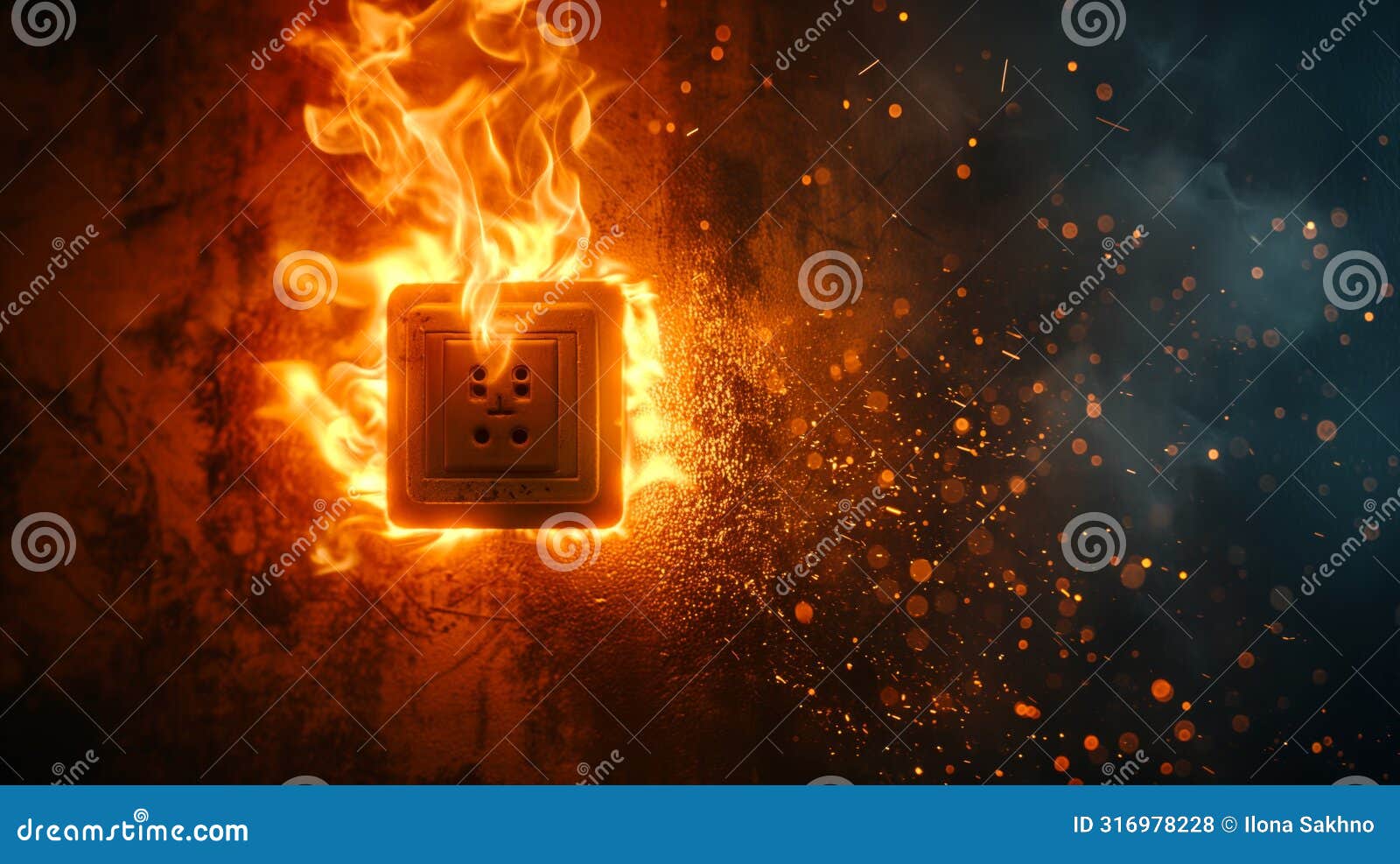 Electrical Wiring Fire. Socket on Fire Stock Illustration ...