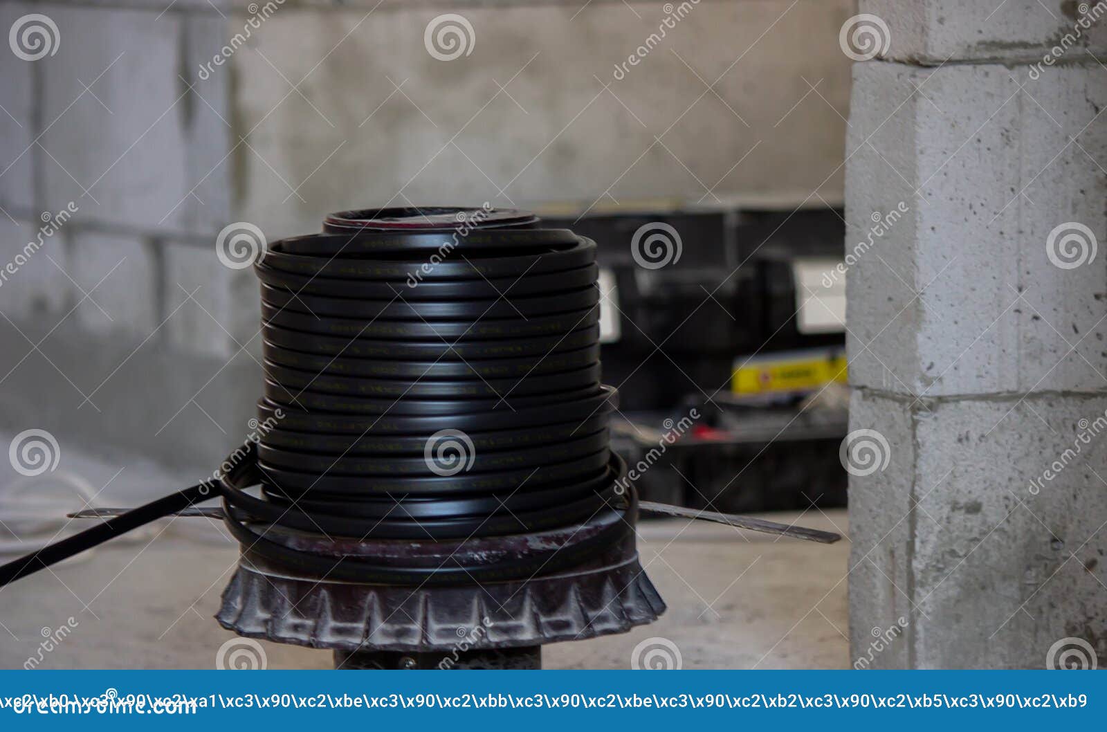 Electrical Wiring of the House, Cable on the Wall in the Gate. Stock ...