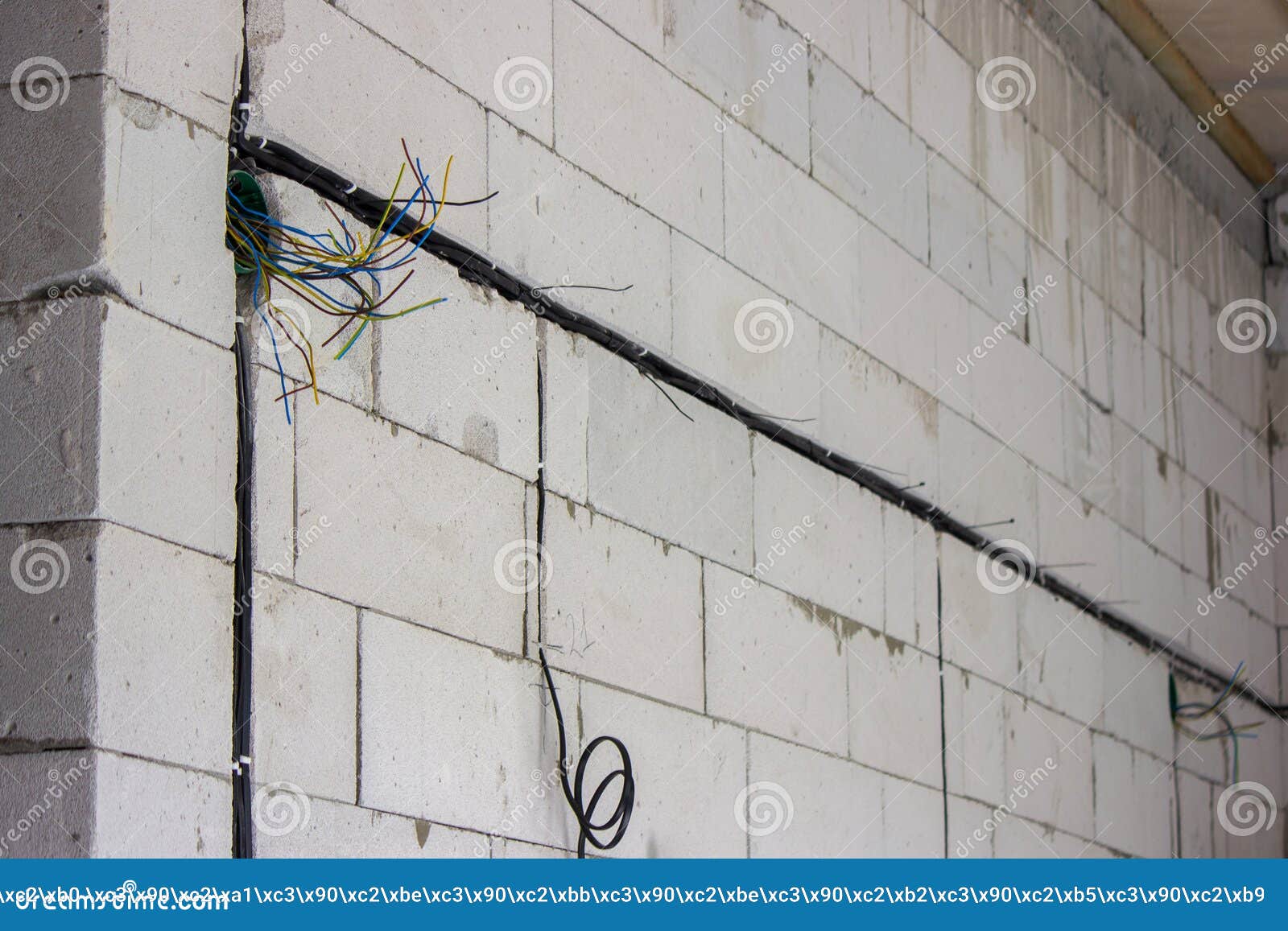 Electrical Wiring in the House. Electric Cable Laying Stock Photo ...