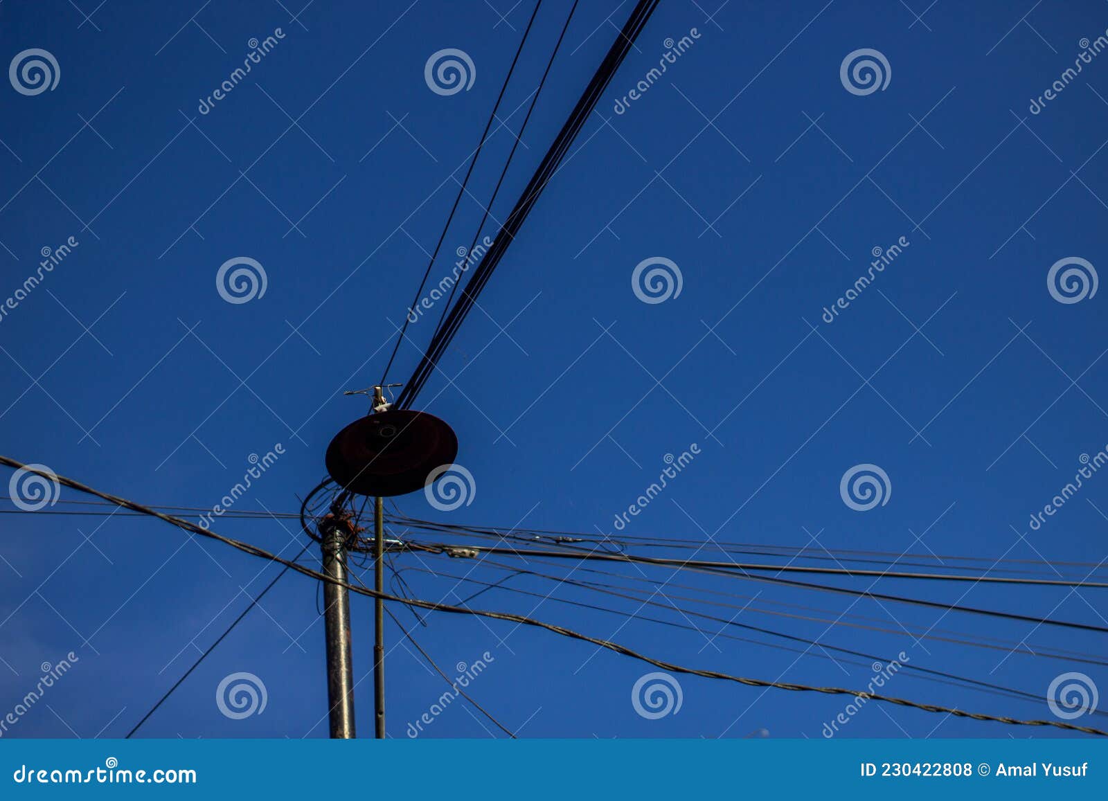 Electrical Wiring in Housing with a Clear Sky Stock Photo - Image of ...