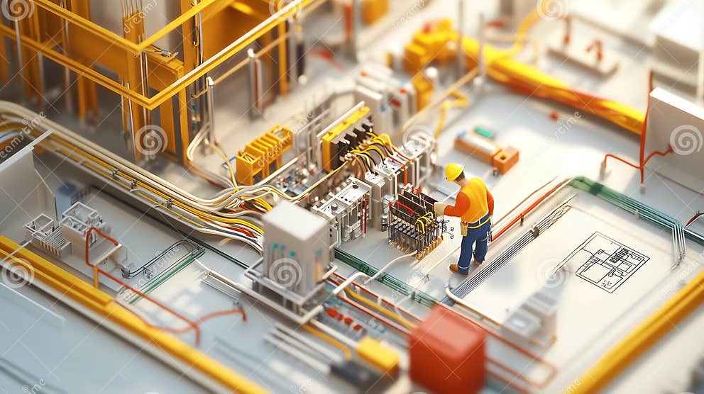 Electrical Wiring Installation: a 3D Vector Illustration of ...