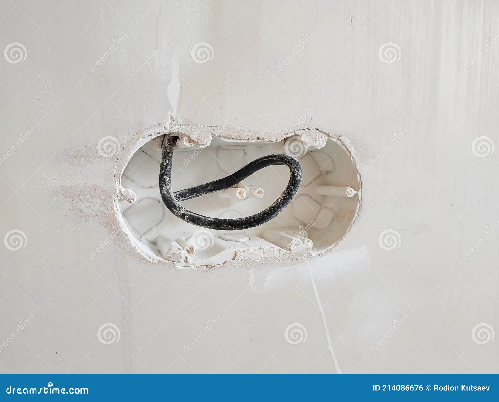 Electrical Wiring Installation, Plastic Boxes and Cables for Outlet ...