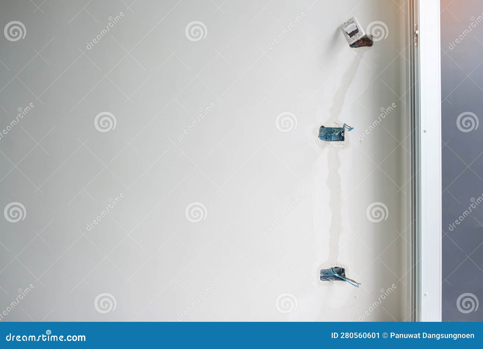 Hidden Installation Of Electrical Wires In A Concrete Wall Royalty-Free ...