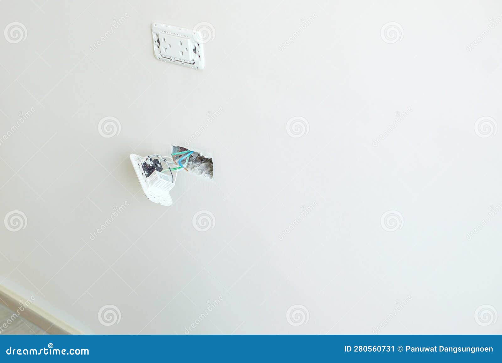 Hidden Installation Of Electrical Wires In A Concrete Wall Royalty-Free ...