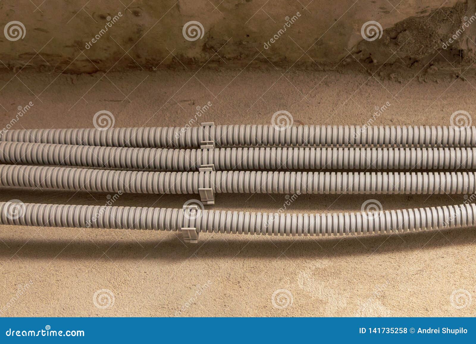 Electrical Wiring on the Wall at a Construction Site Stock Photo ...