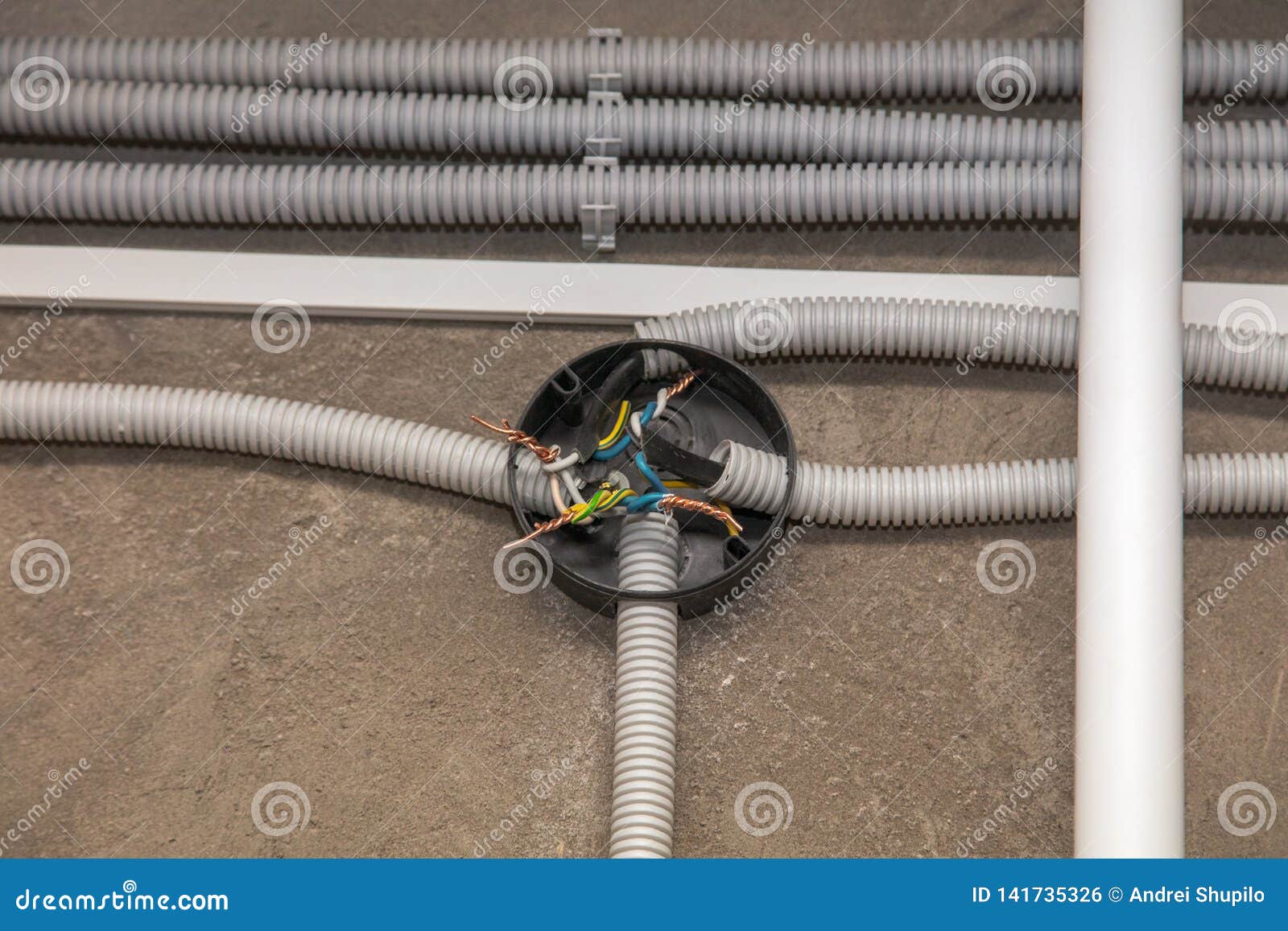 Electrical Wiring on the Wall at a Construction Site Stock Photo ...