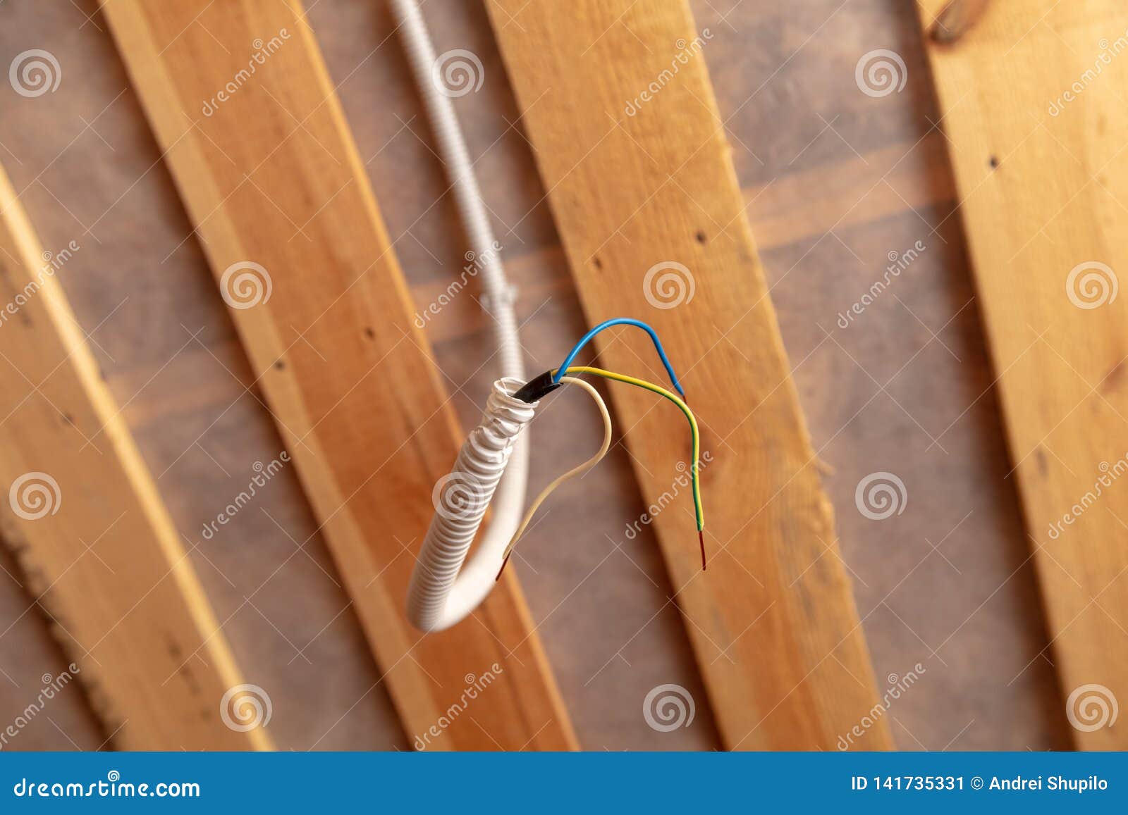 Electrical Wiring on the Wall at a Construction Site Stock Image ...