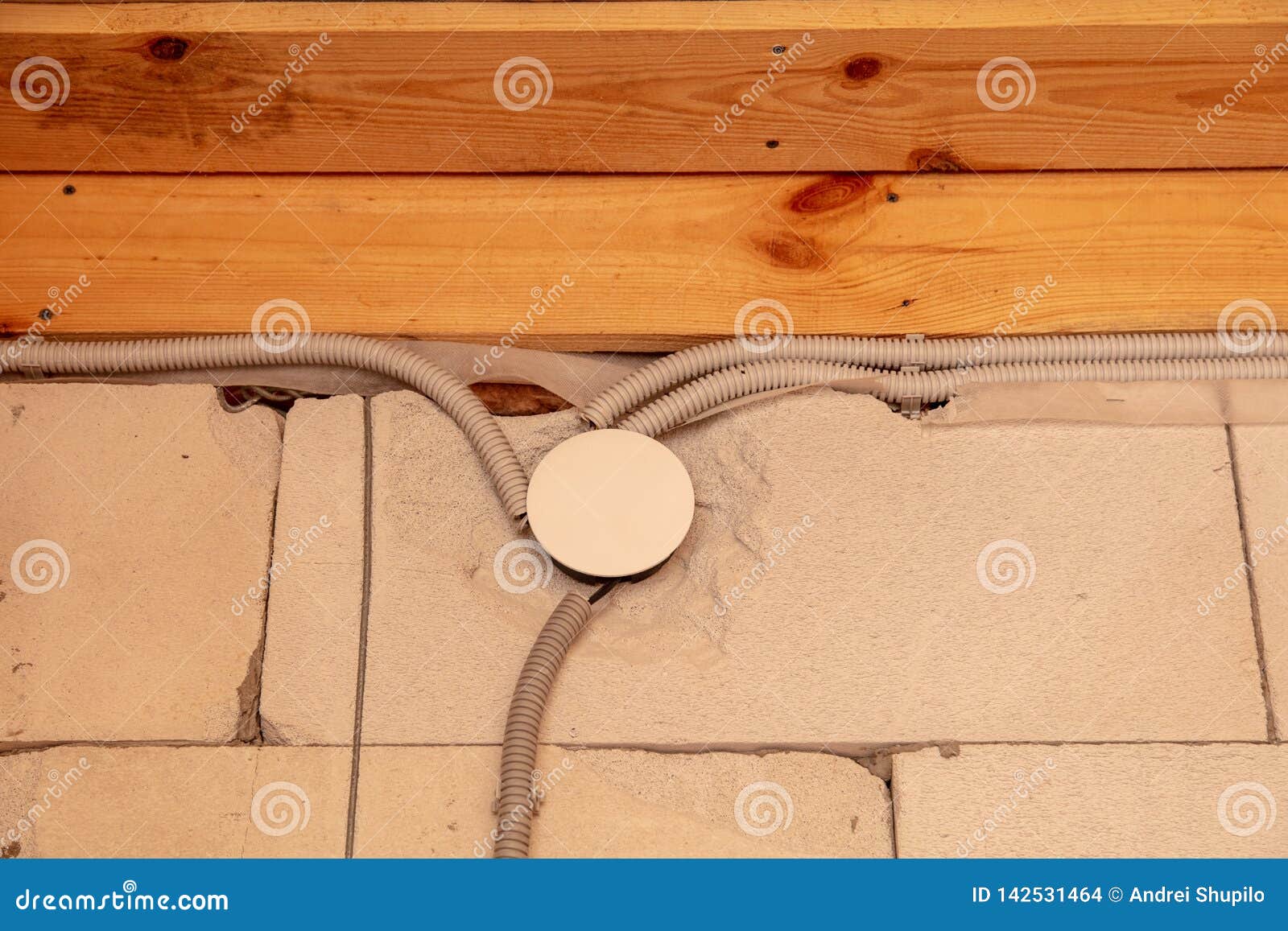 Electrical Wiring on the Wall at a Construction Site Stock Photo ...