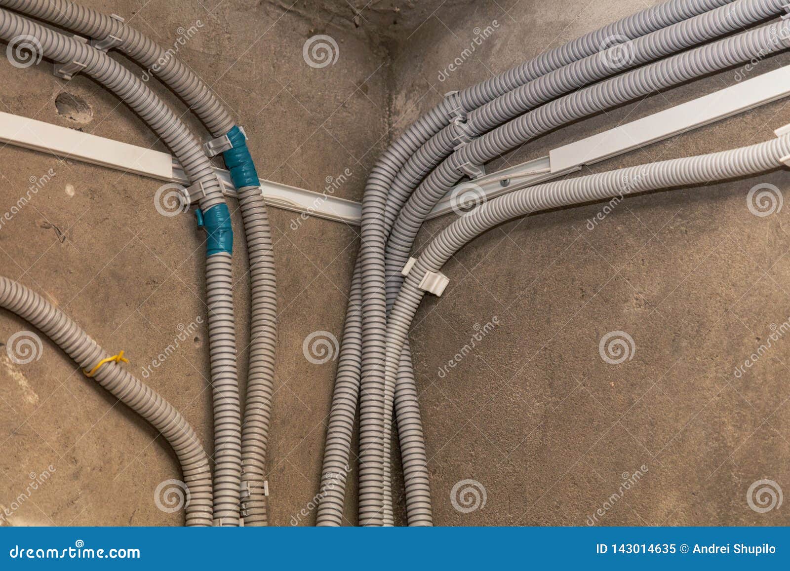 Electrical Wiring on the Wall at a Construction Site Stock Image ...