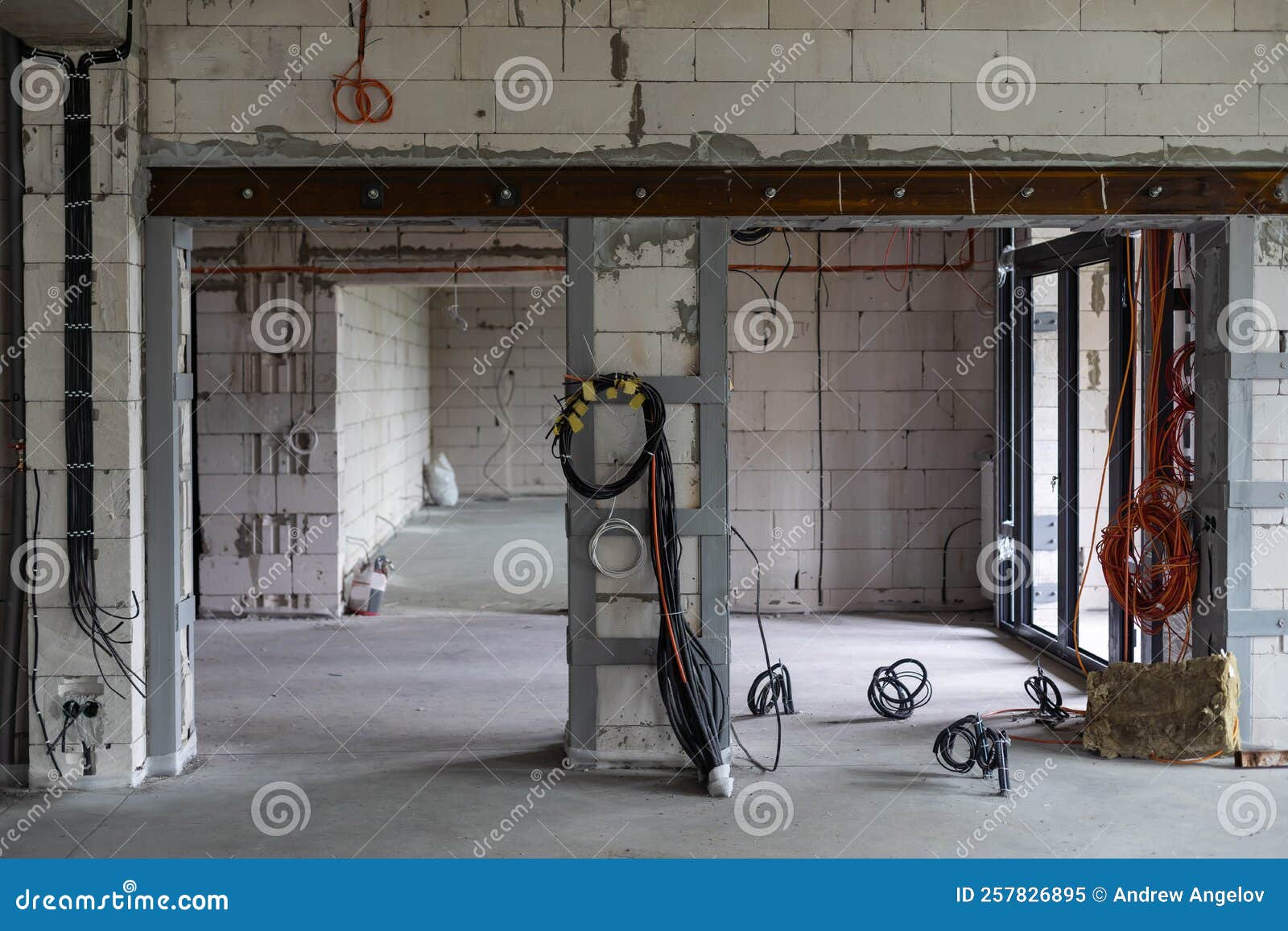 Electrical Wiring Work of Housing Construction. Stock Image - Image of ...