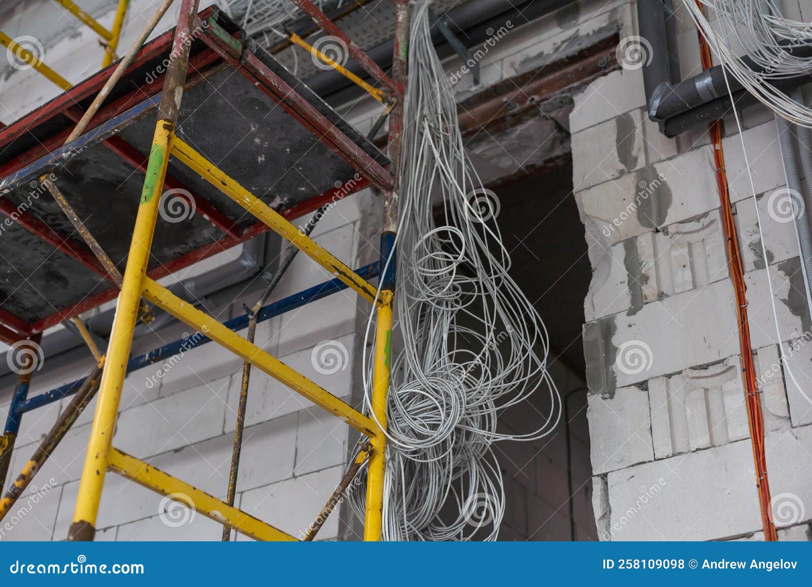 Electrical Wiring Work of Housing Construction. Stock Photo - Image of ...