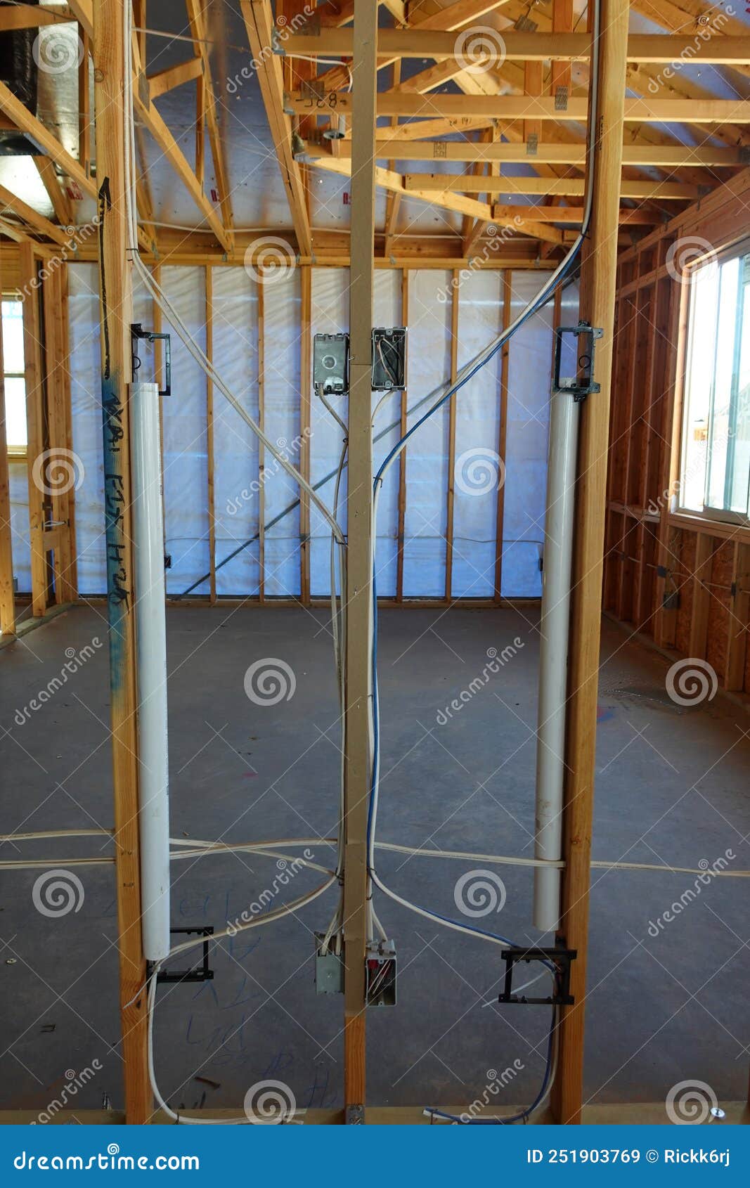 Electrical Wiring Work of New Housing Construction. Stock Image - Image ...
