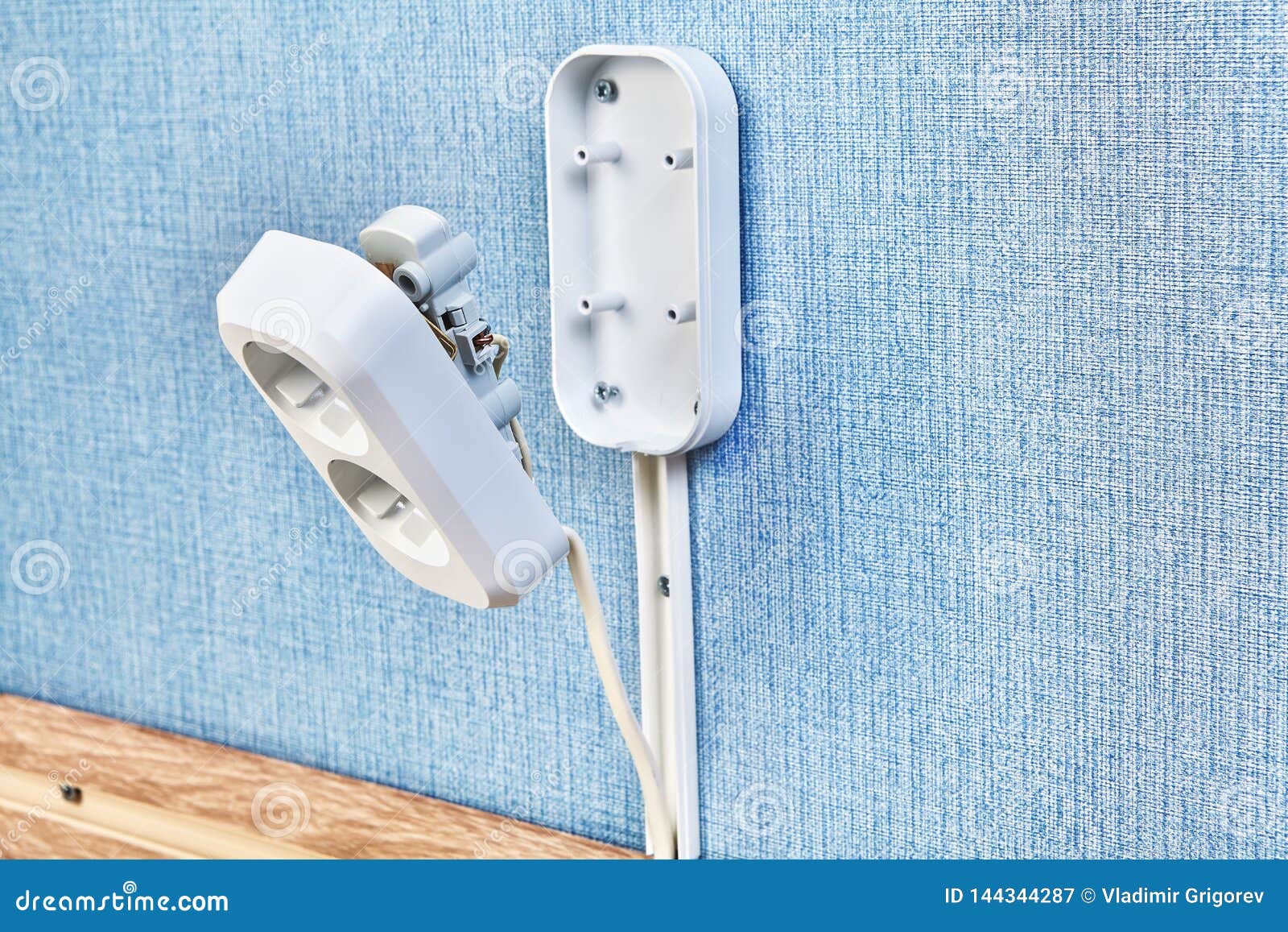 Electrical Wiring Work with Outlet Stock Image - Image of plug, people ...