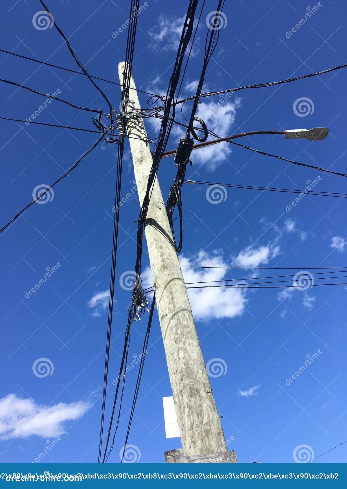 Electrical Wooden Pylon, Cables, Wires and Blue Sky Stock Image - Image ...