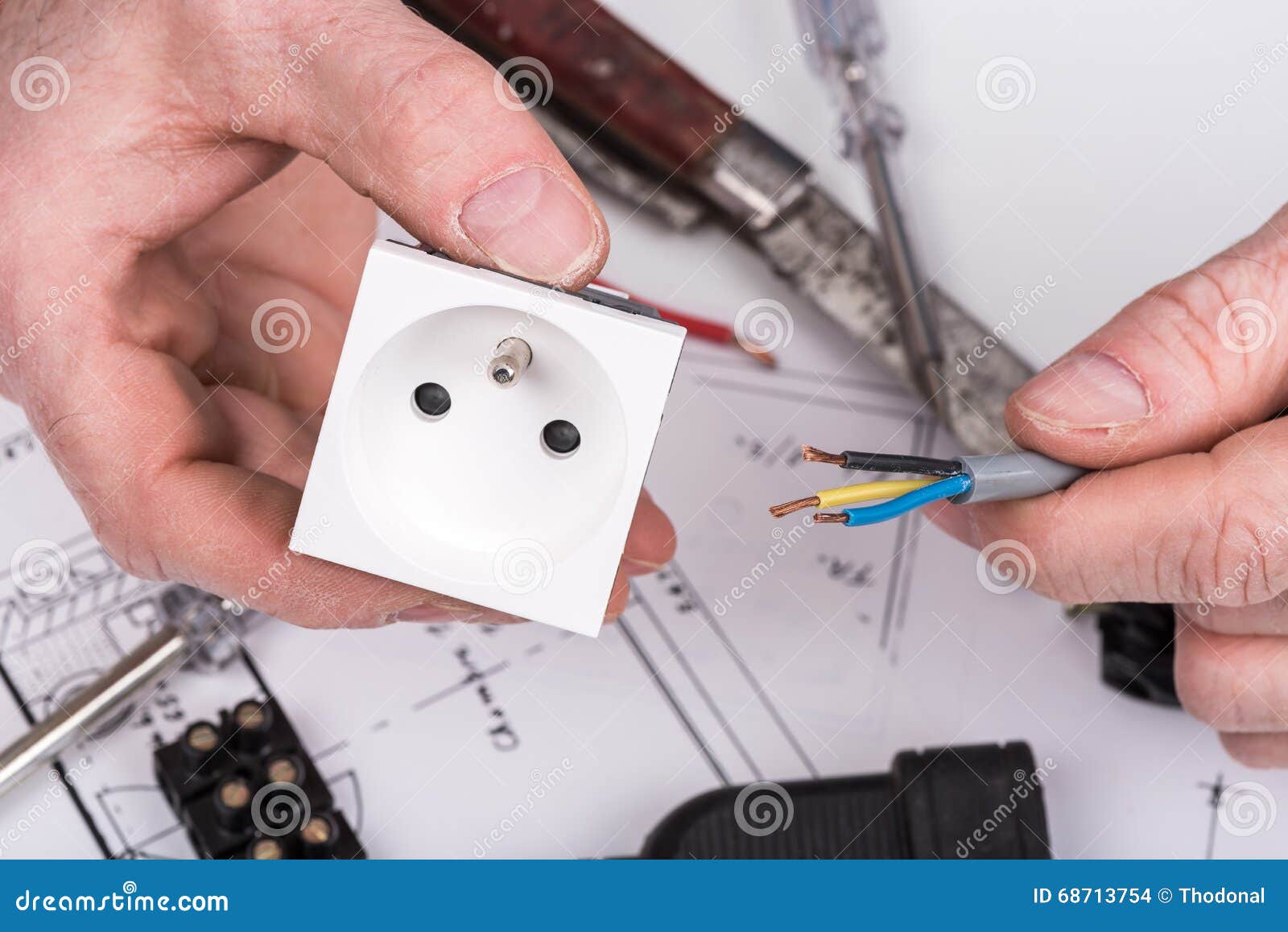 Electrical work stock photo. Image of holding, construction - 68713754