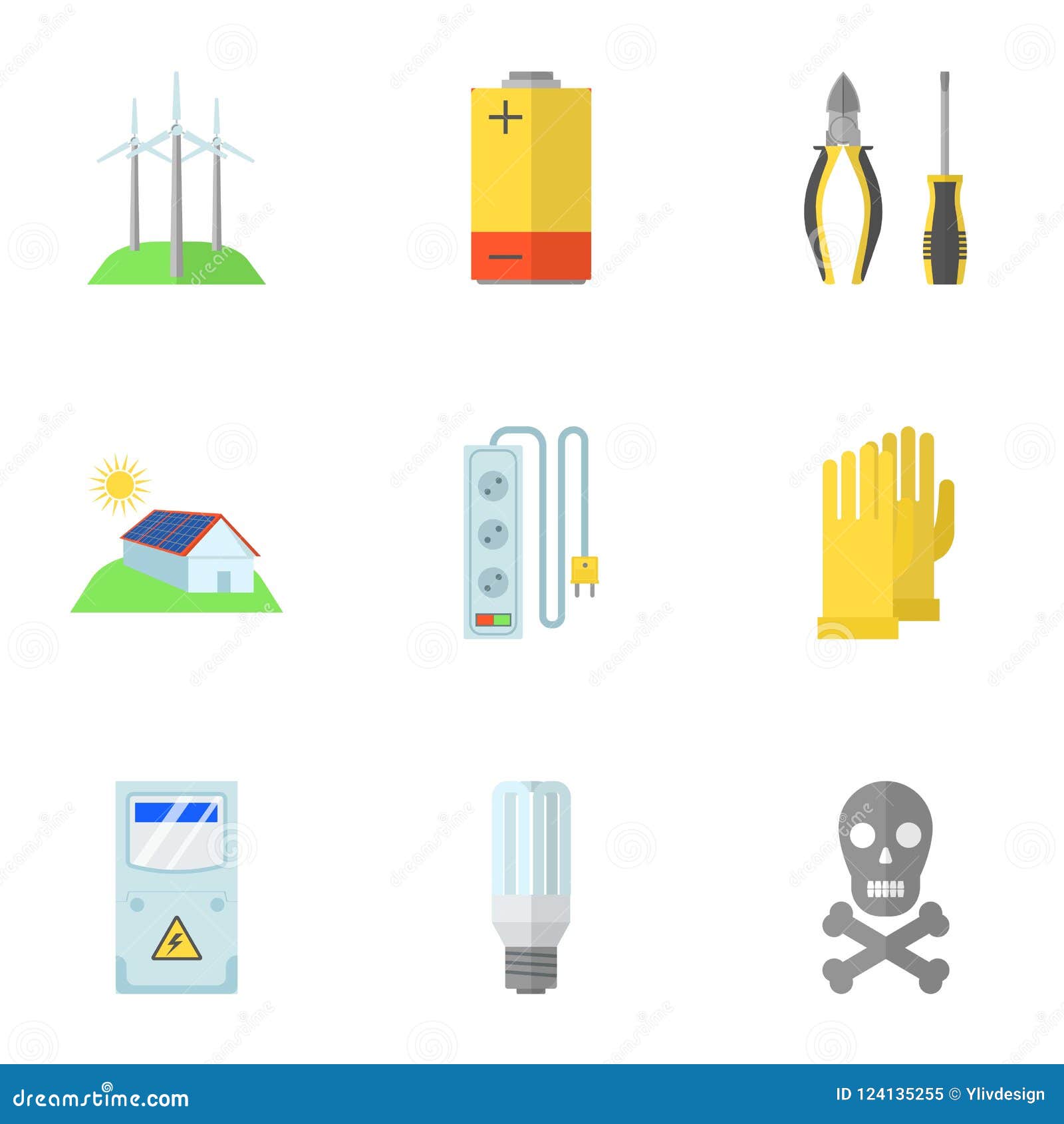 Set Of Electrical Work Tools Icons Cartoon Vector | CartoonDealer.com ...