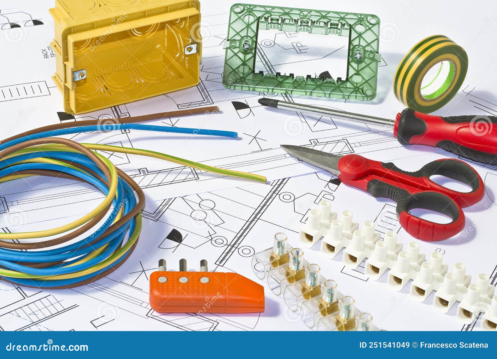 Electrical Work Tools and Electrical System Project Stock Image - Image ...