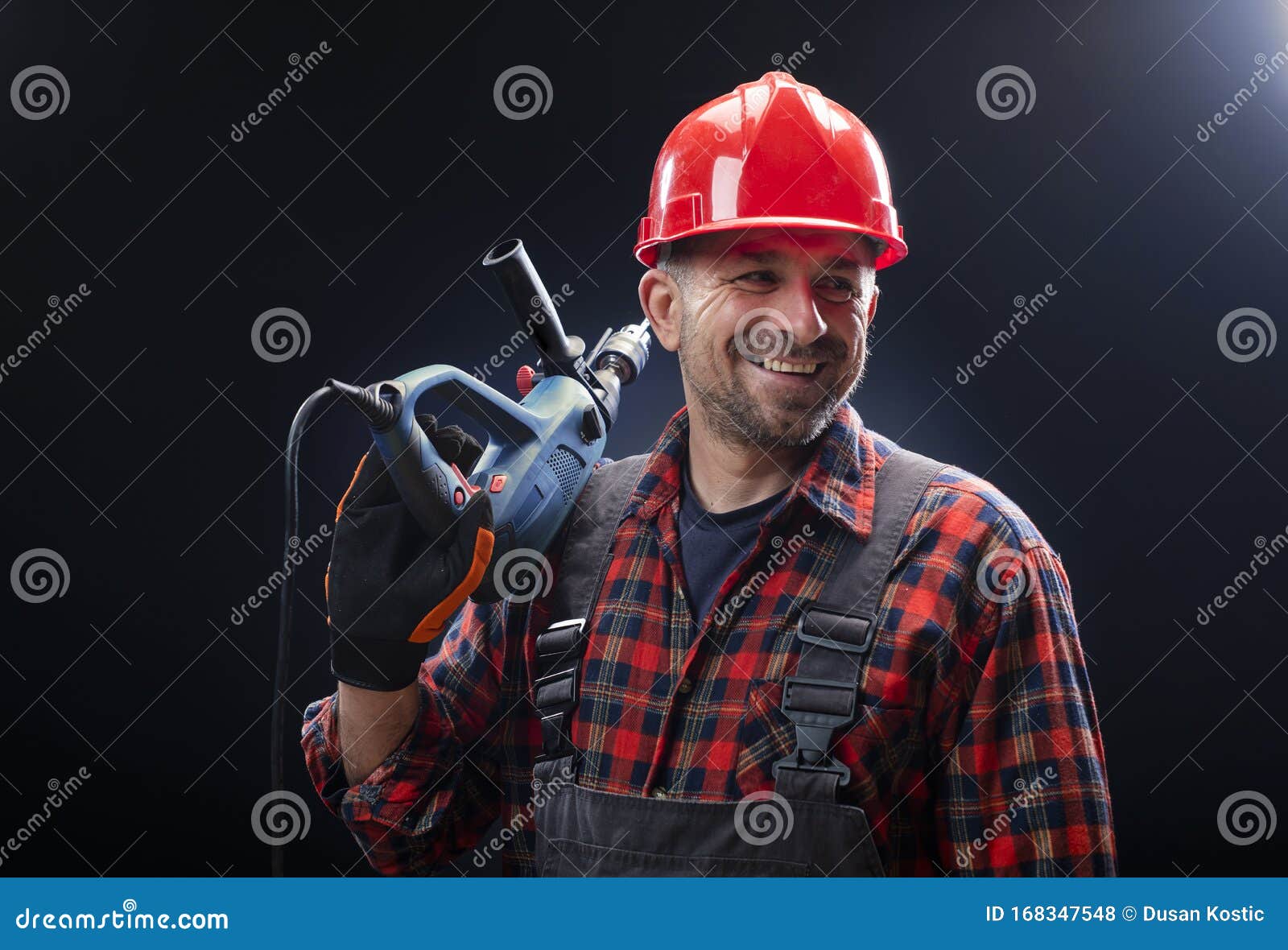 Male Worker with an Electric Dril Stock Photo - Image of closeup ...
