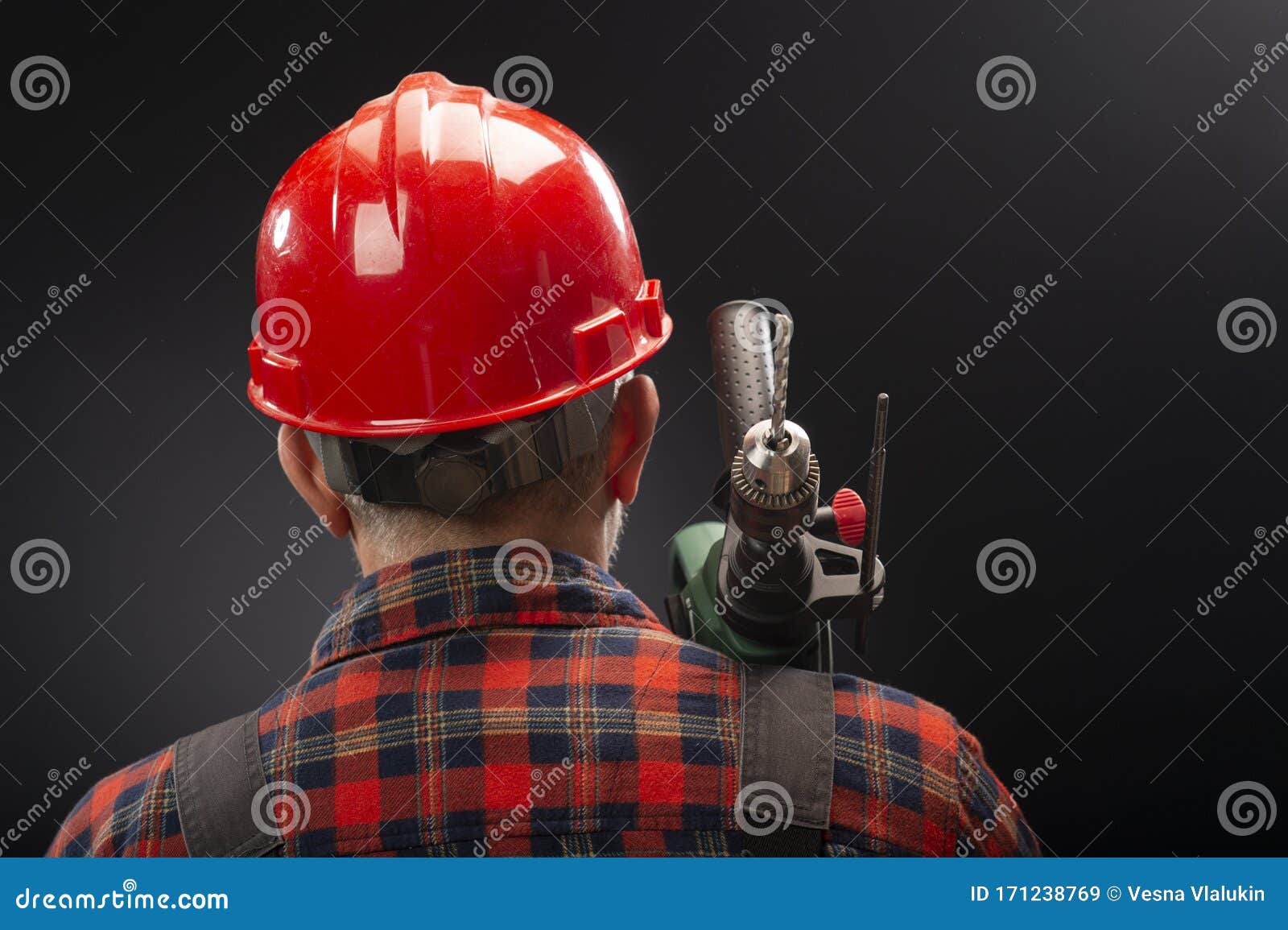 Electrical Worker with a Pneumatic Drill Presses Stock Image - Image of ...