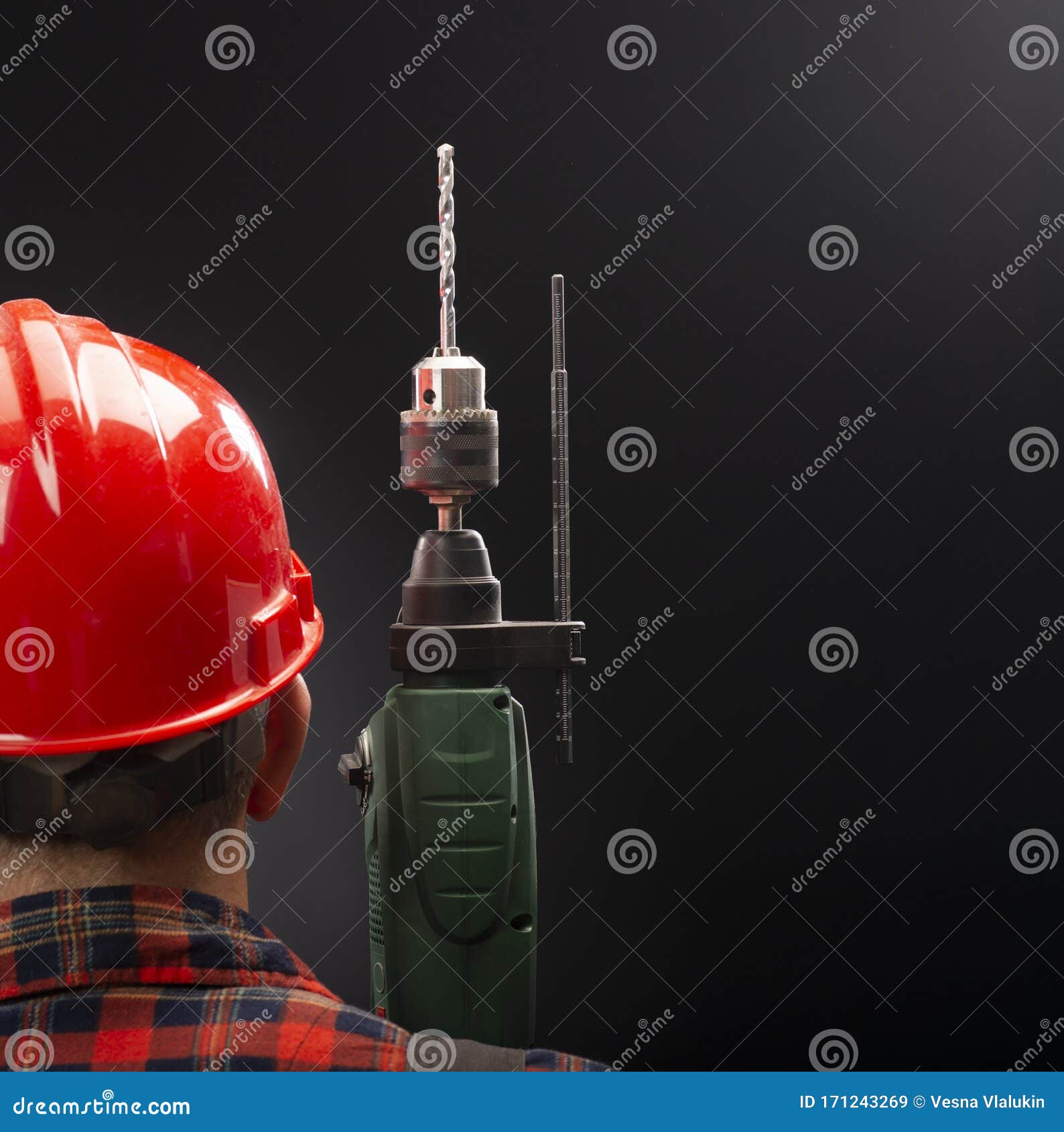 Electrical Worker with a Pneumatic Drill Presses Stock Image - Image of ...